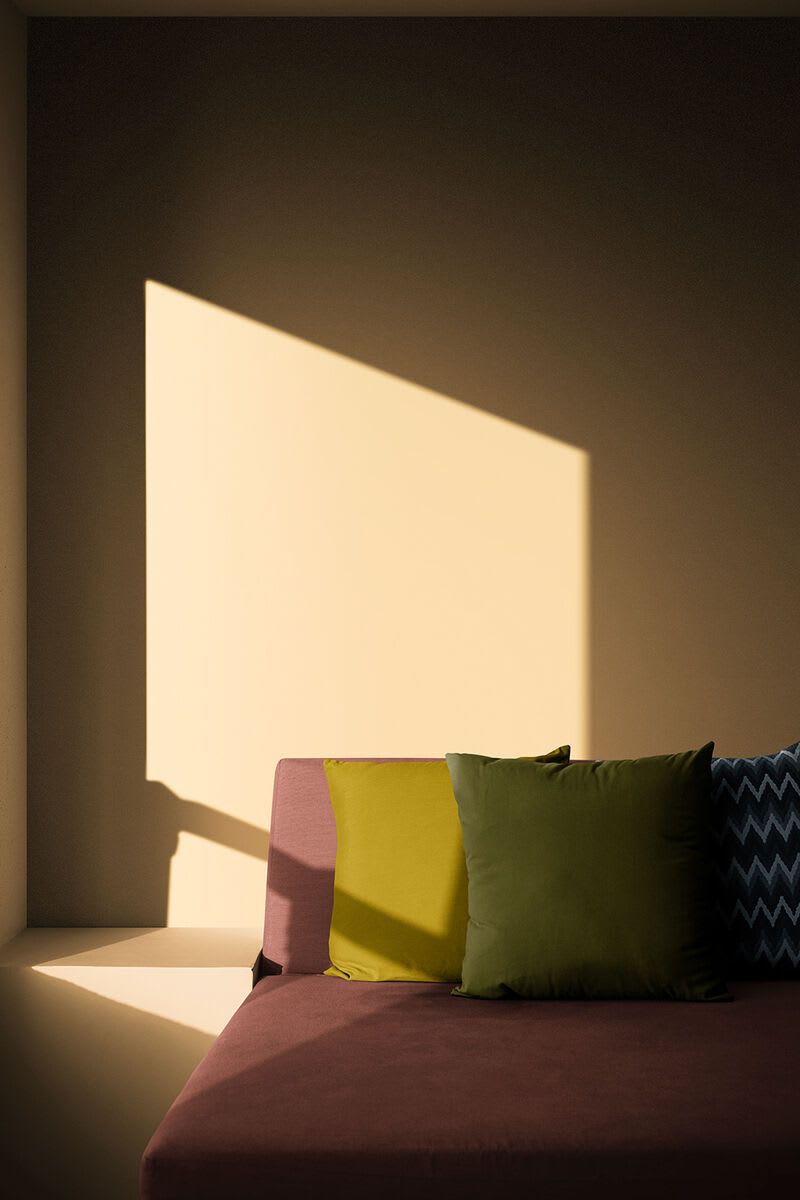 Shadow silhouette above sofa mockup