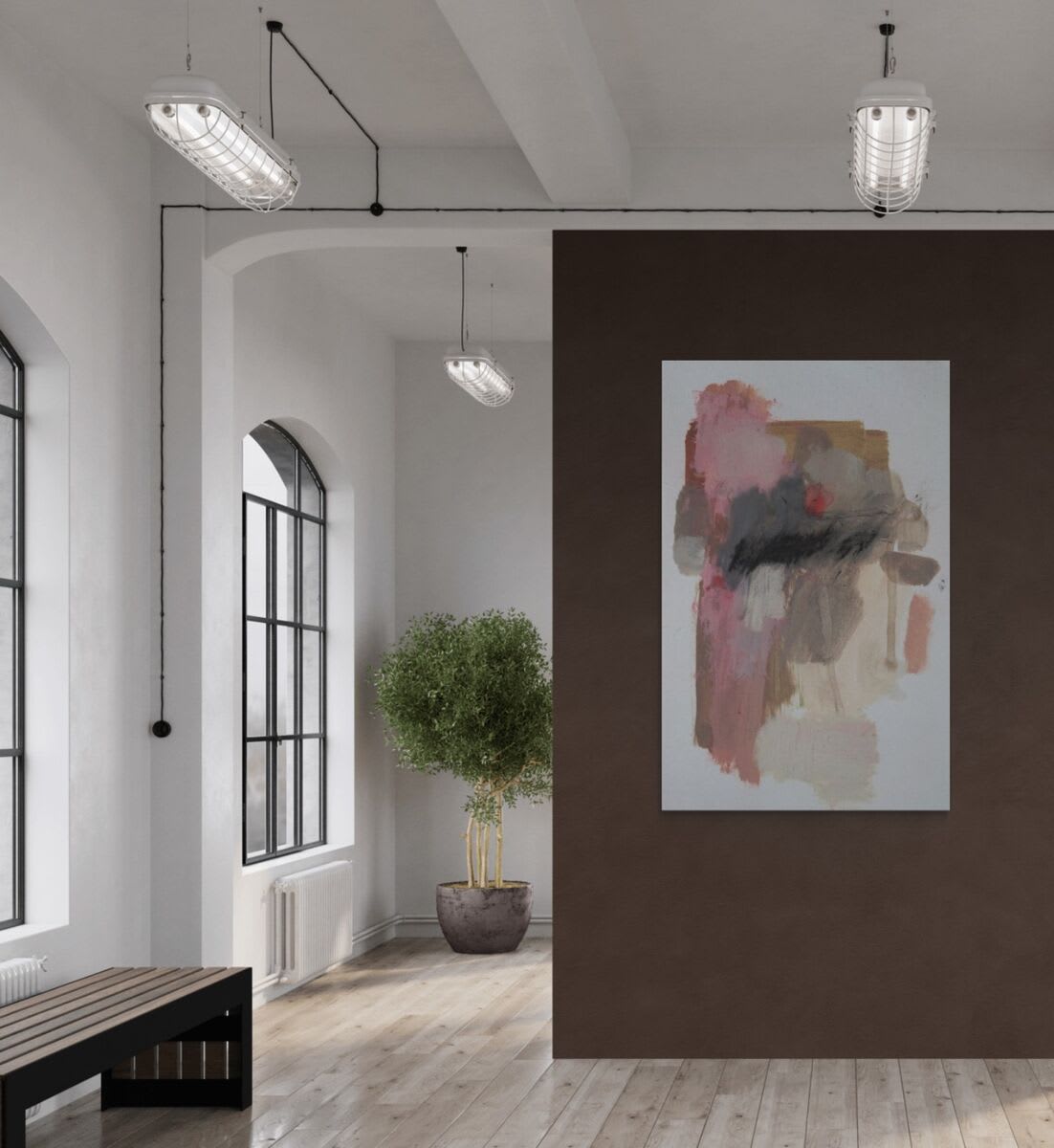 Industrial style studio feature wall mockup