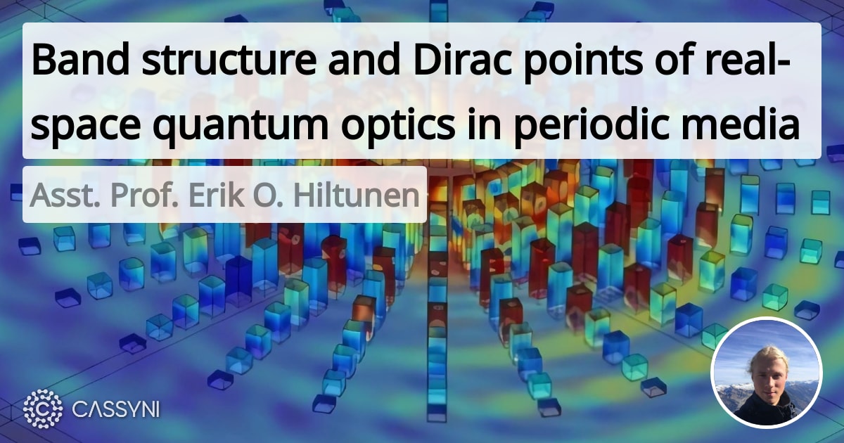 Band structure and Dirac points of real-space quantum optics in periodic media - presented by ...