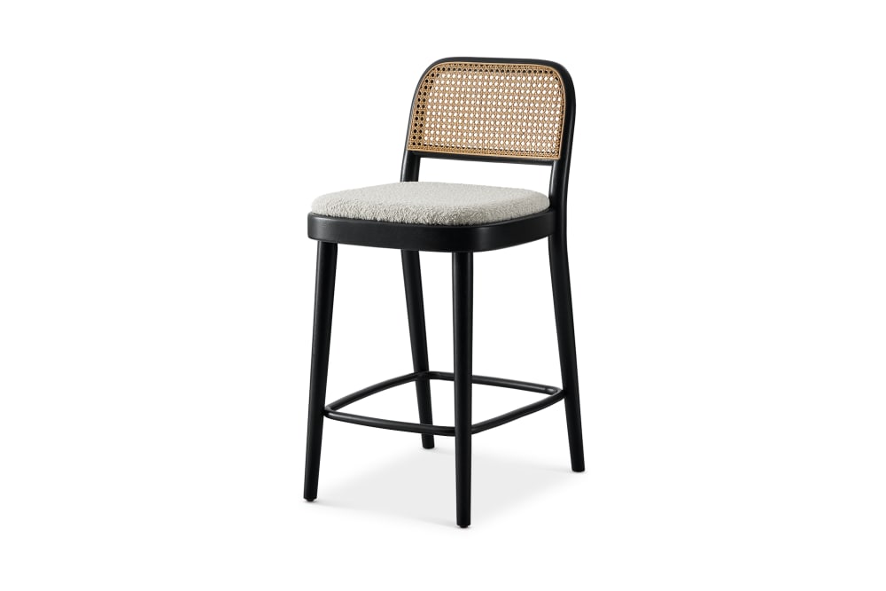 Edith Cane Counter Stool, Black | Castlery Singapore