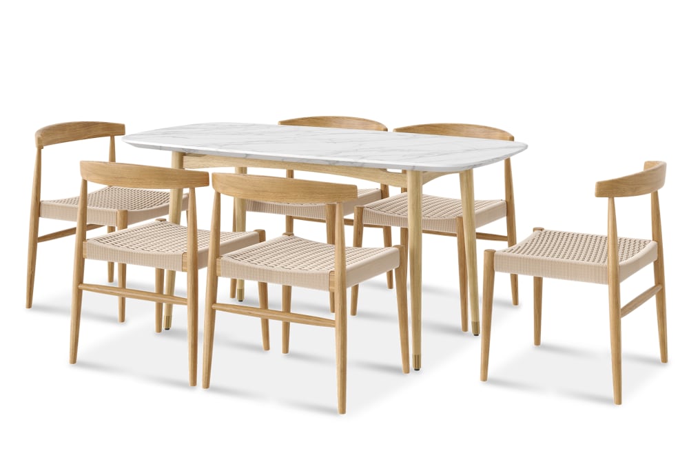 Kelsey Marble Dining Table with Austen Chair Set | Castlery Singapore