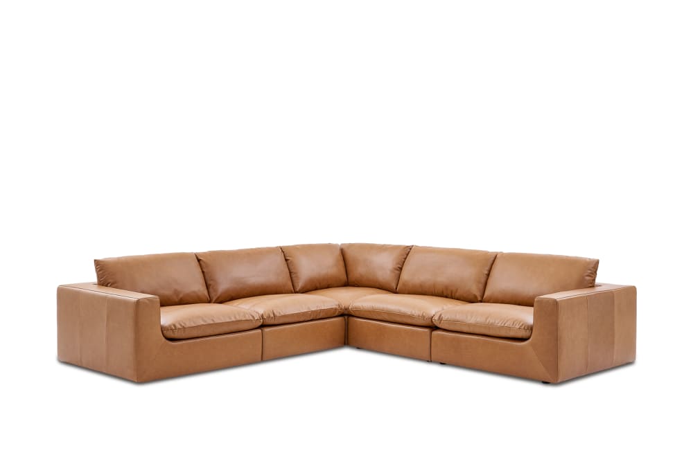 Dawson Leather L-Shape Sectional Sofa | Castlery Singapore