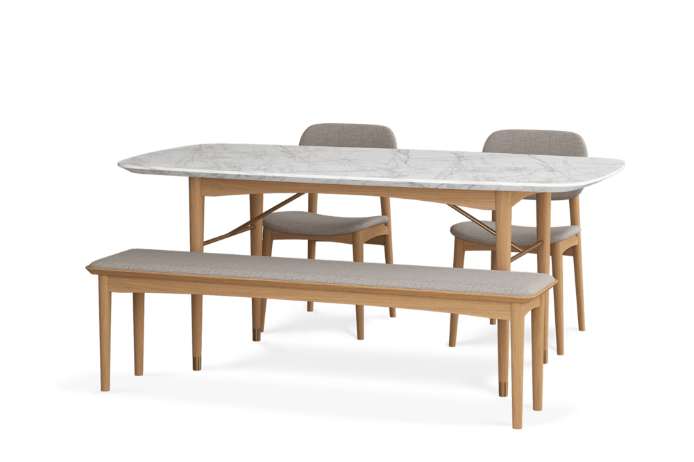Chelsea Marble Dining Table with Bench and 2 Chairs | Castlery US