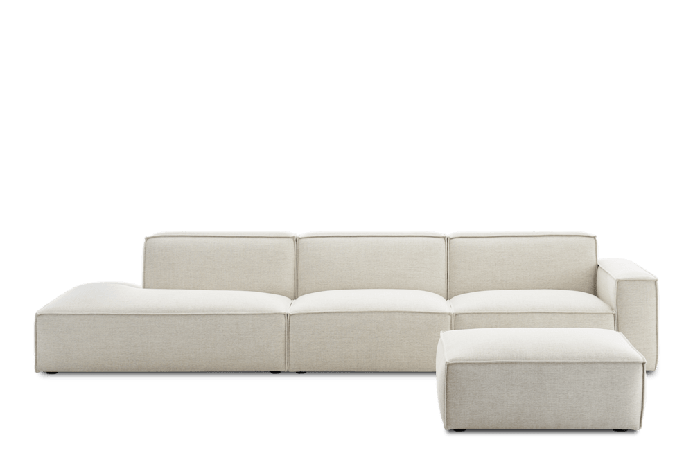 Jonathan Extended Side Chaise Sofa with Ottoman | Castlery Singapore