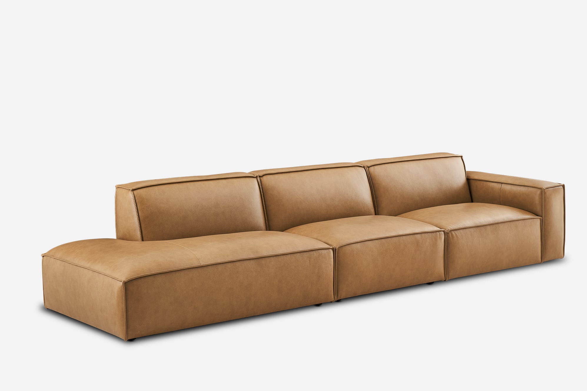 Jonathan Leather Extended Side Chaise Sofa | Castlery US