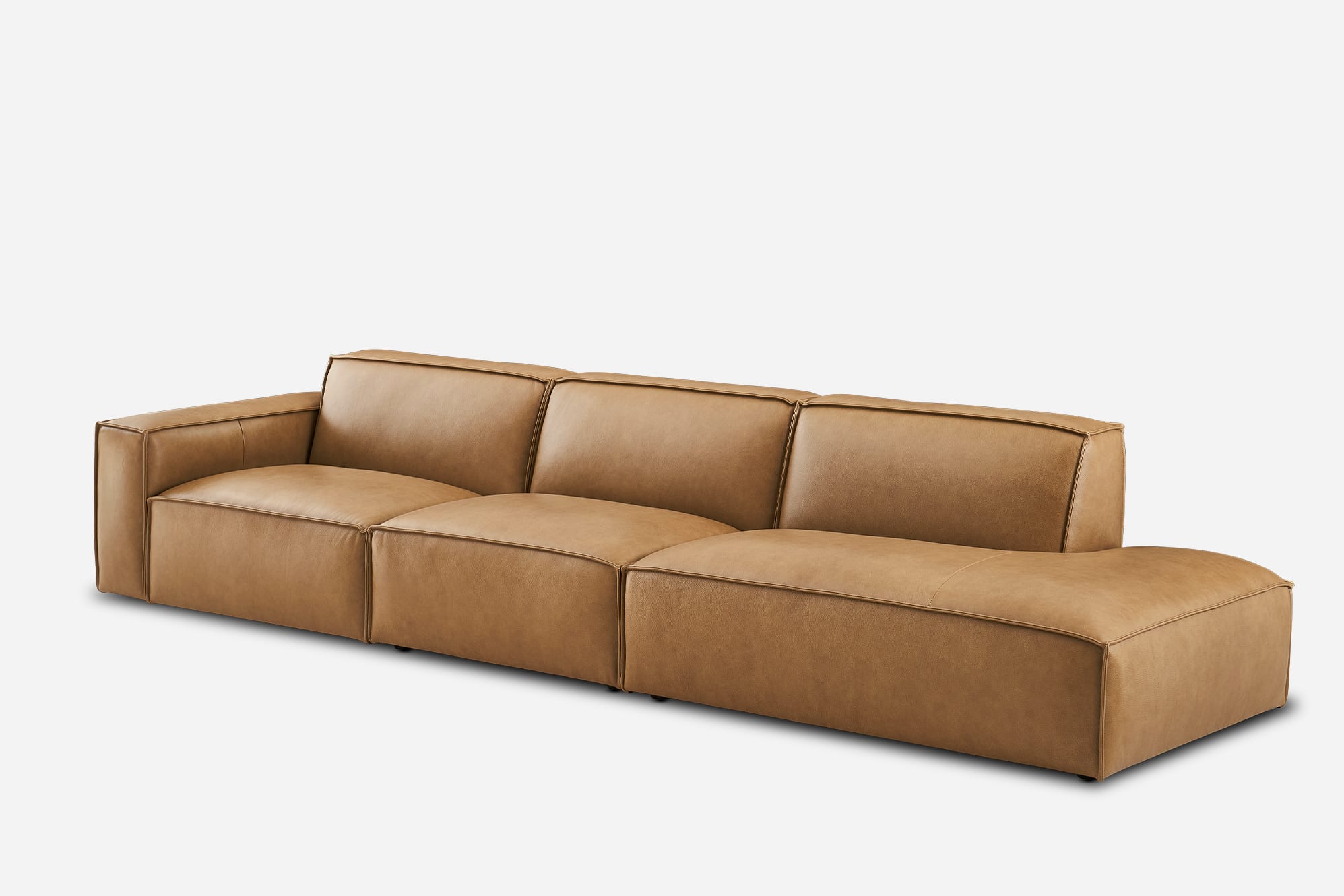 Jonathan Leather Extended Side Chaise Sofa | Castlery Australia