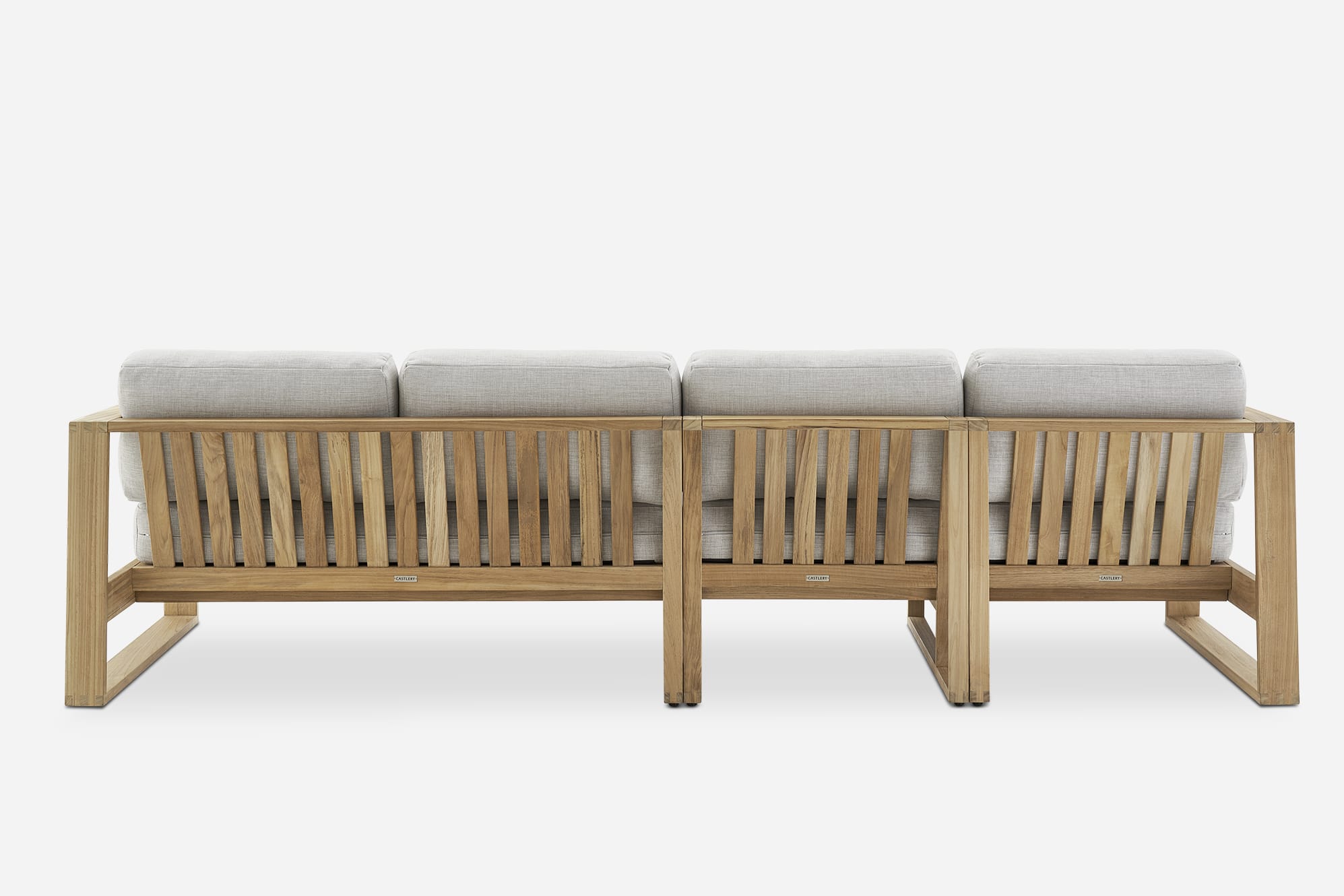 Rio Outdoor Teak Extended Chaise Sectional Sofa | Castlery US