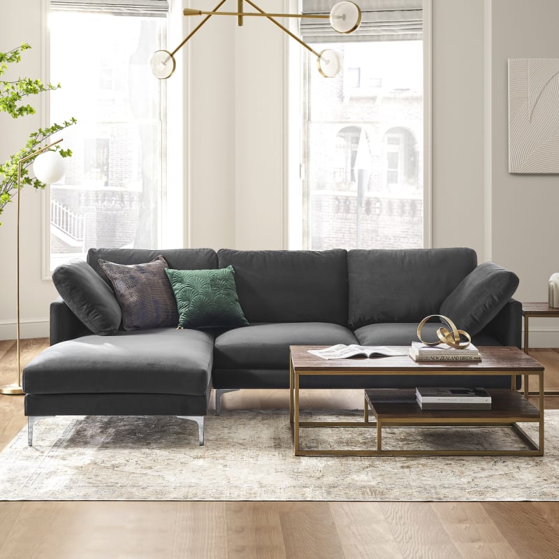 Brown Crushed Velvet Sectional Sofa | Baci Living Room