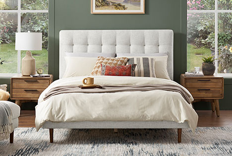 Seb Bed, Dark Graphite, Queen | Castlery Singapore