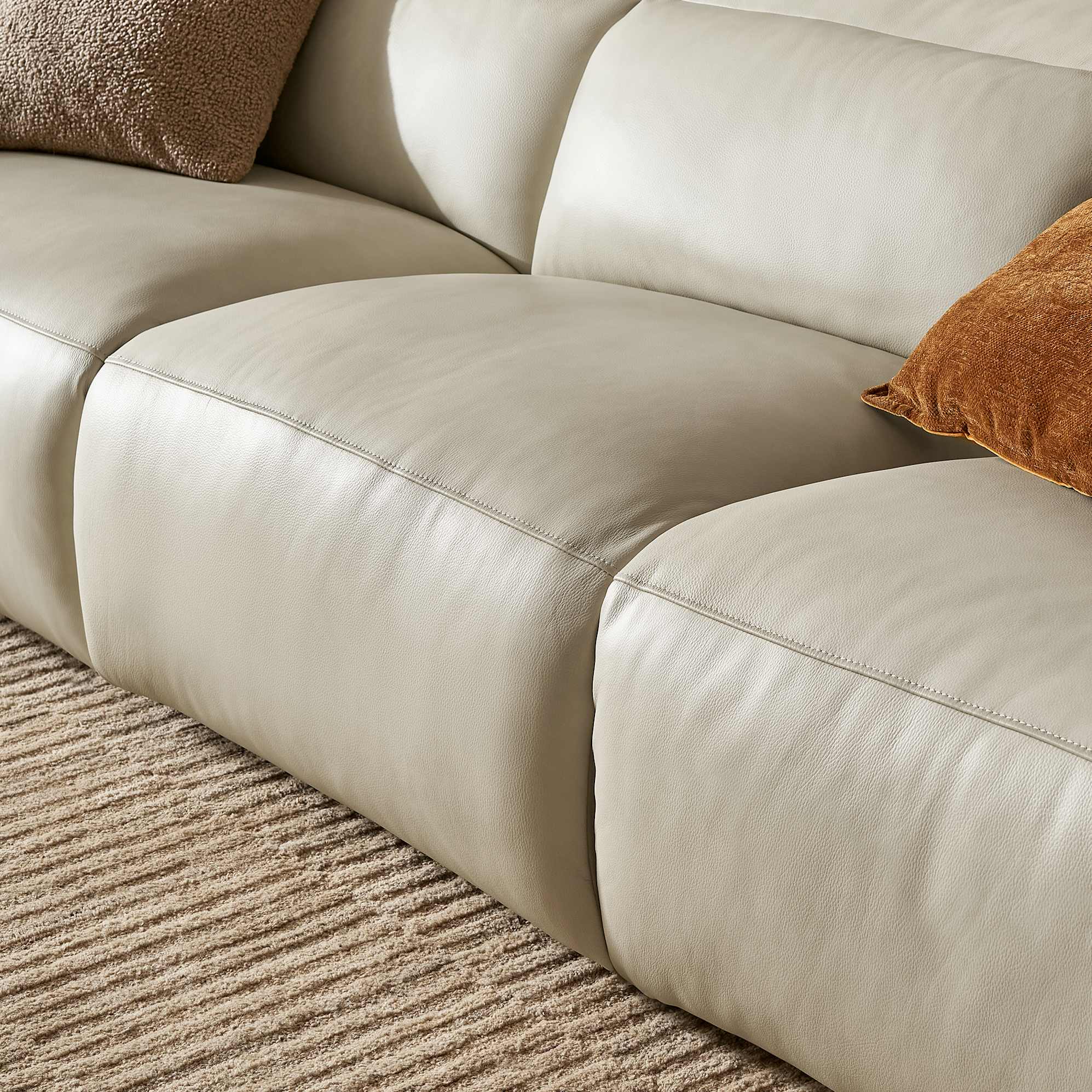 Hamilton Leather 3 Seater Sofa with Storage Ottoman | Castlery Singapore