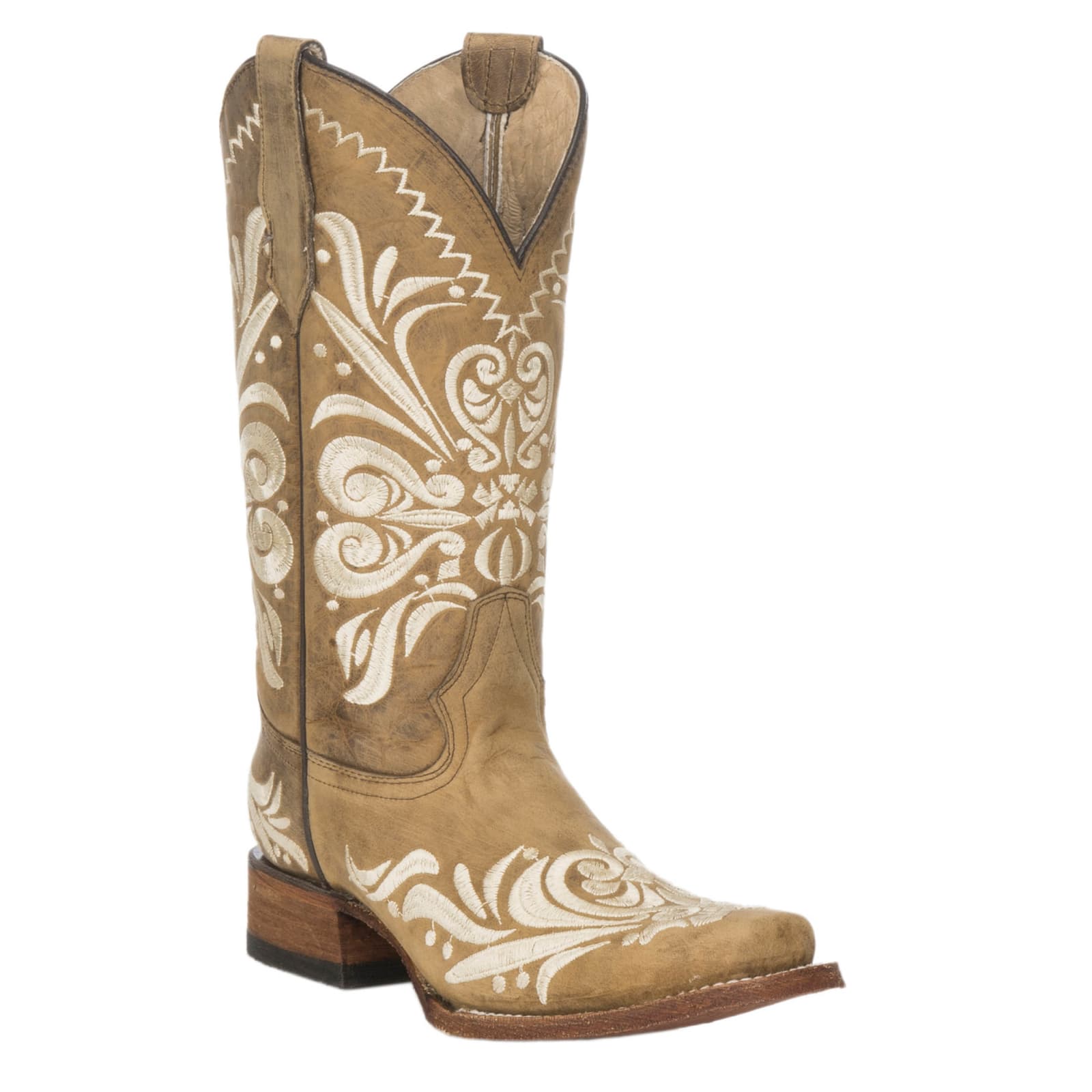 Circle G By Corral Women's Tan With Cream Filigree Embroidery Cowboy ...