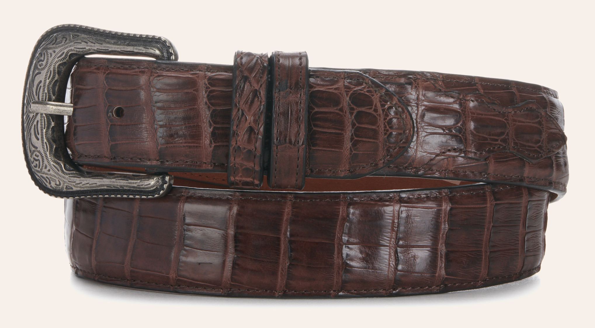 Cavender's Men's Cigar Brown Caiman Belly Exotic Western Belt | Cavender's