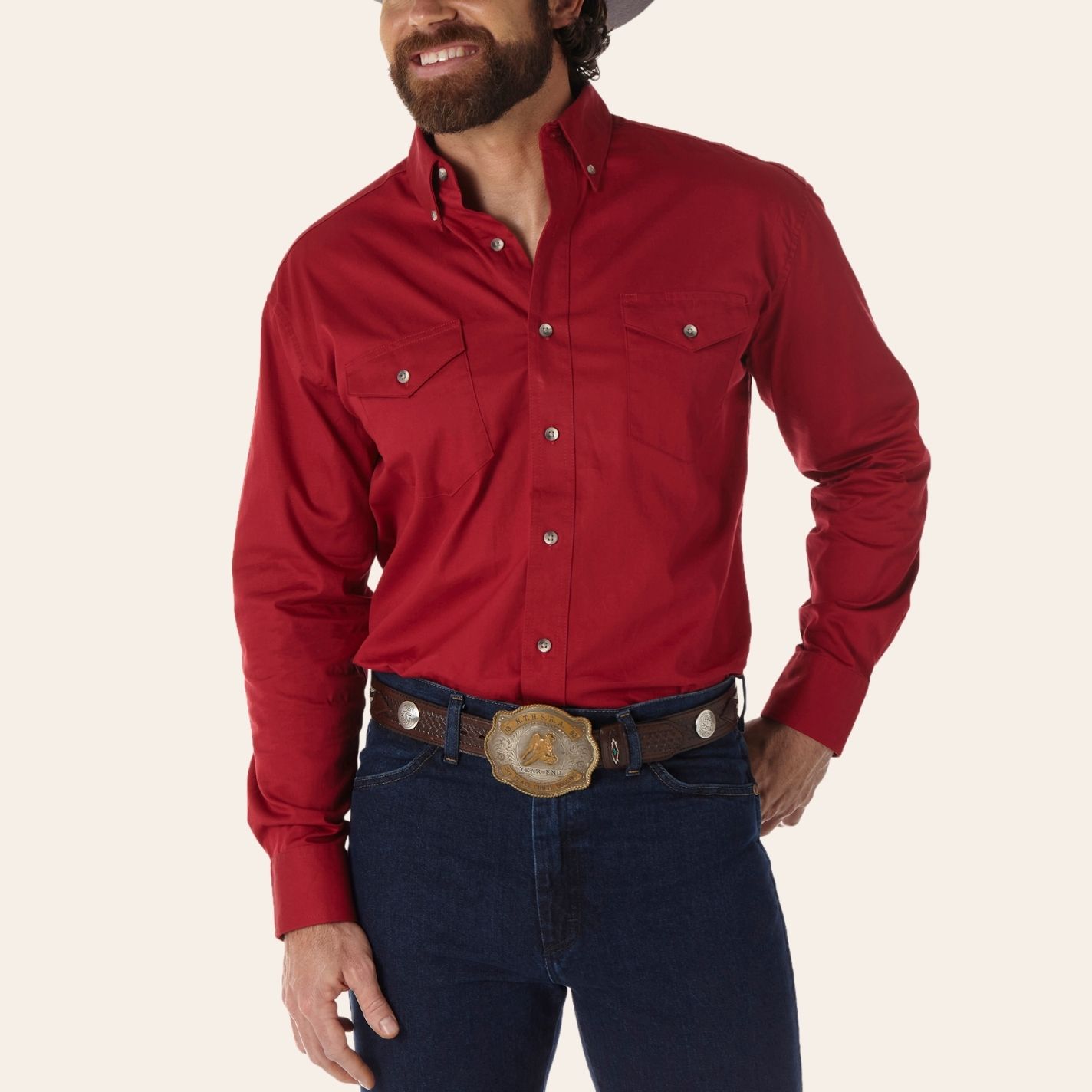 Wrangler Men's Red Painted Desert Long Sleeve Western Shirt - Big ...
