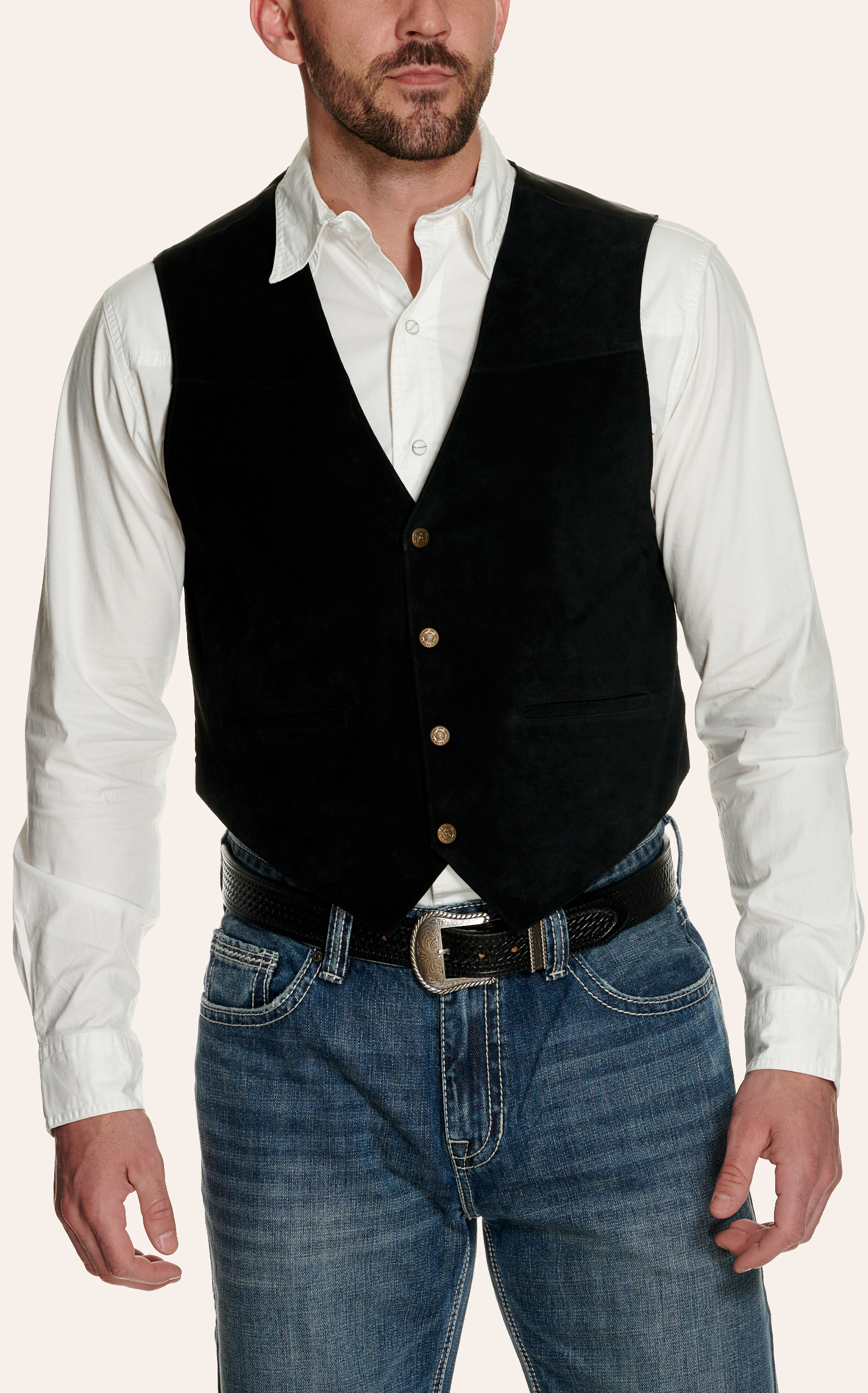 Scully Black Suede Satin Back Vest | Cavender's