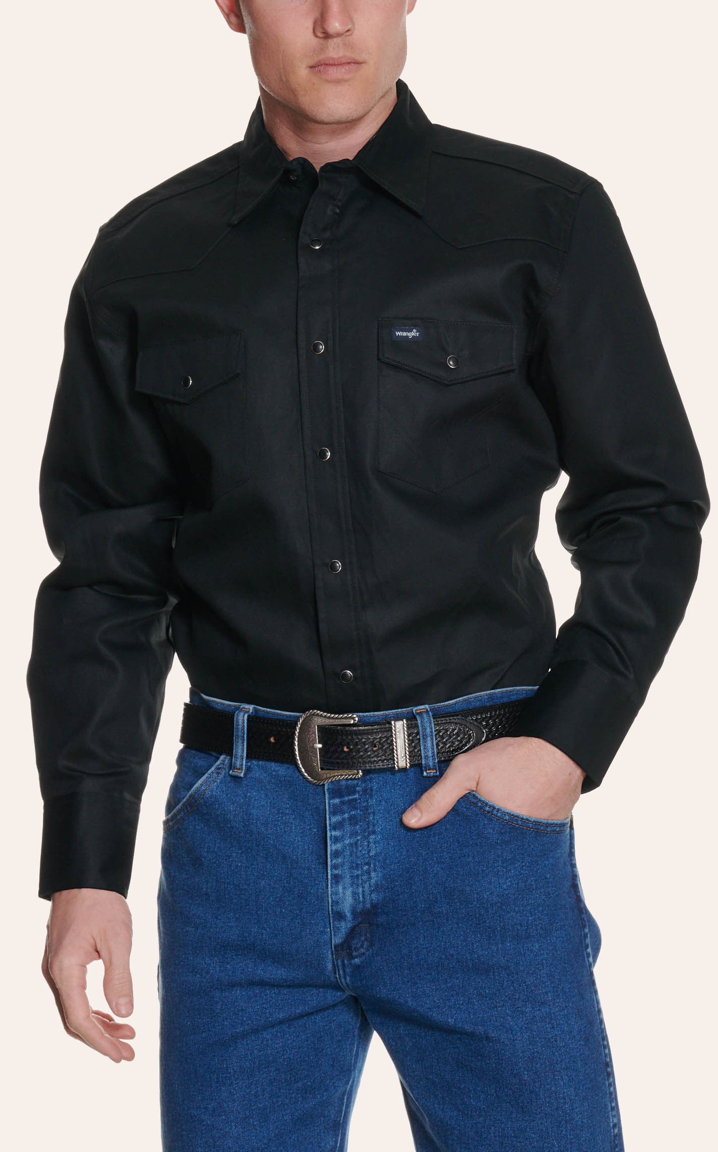 Wrangler Black Twill Long Sleeve Snap Workshirt- Big & Tall Sizes ...