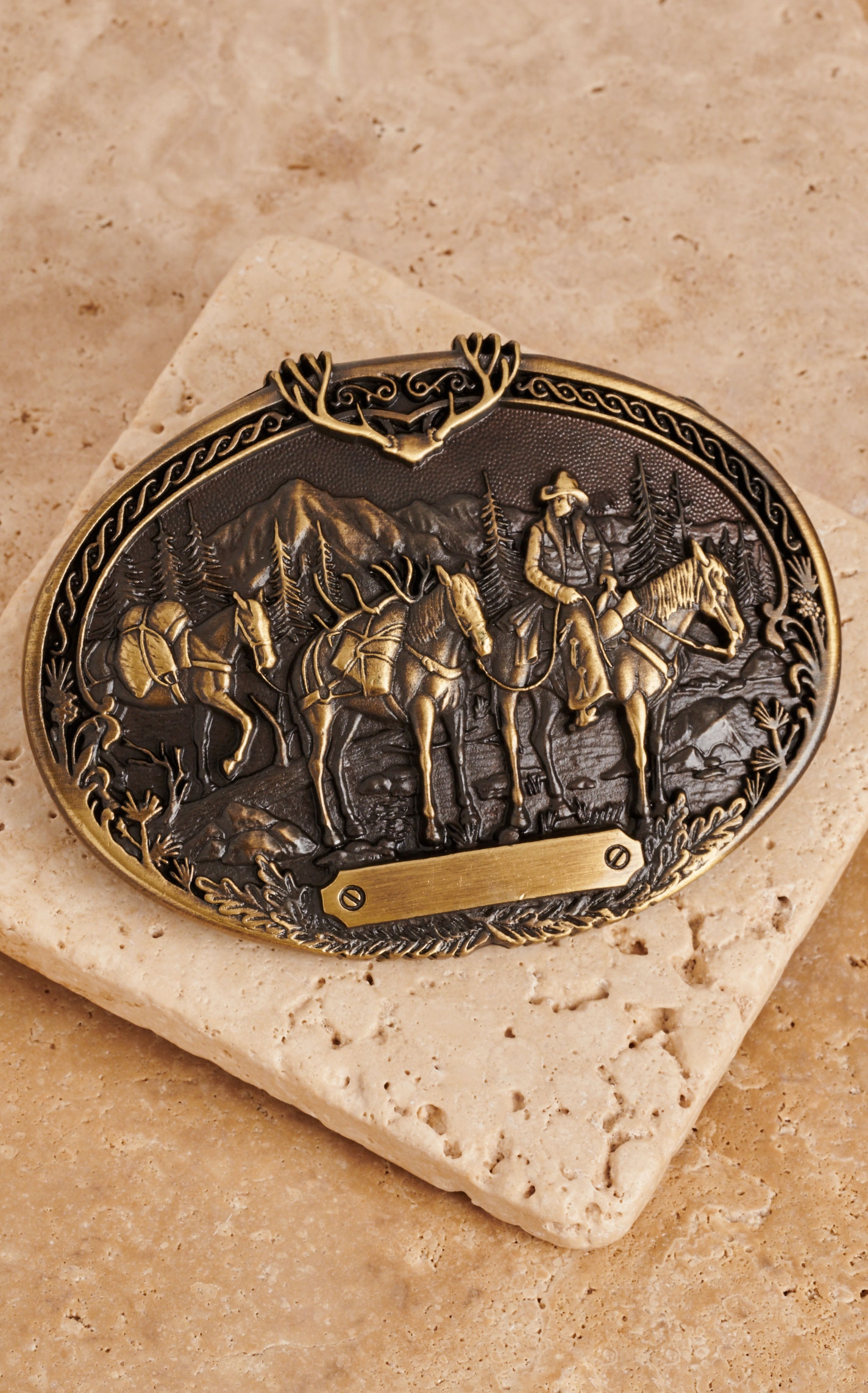 Montana Silversmiths Pack Horses and Rider Brass Heritage Attitude Belt Buckle | Cavender's