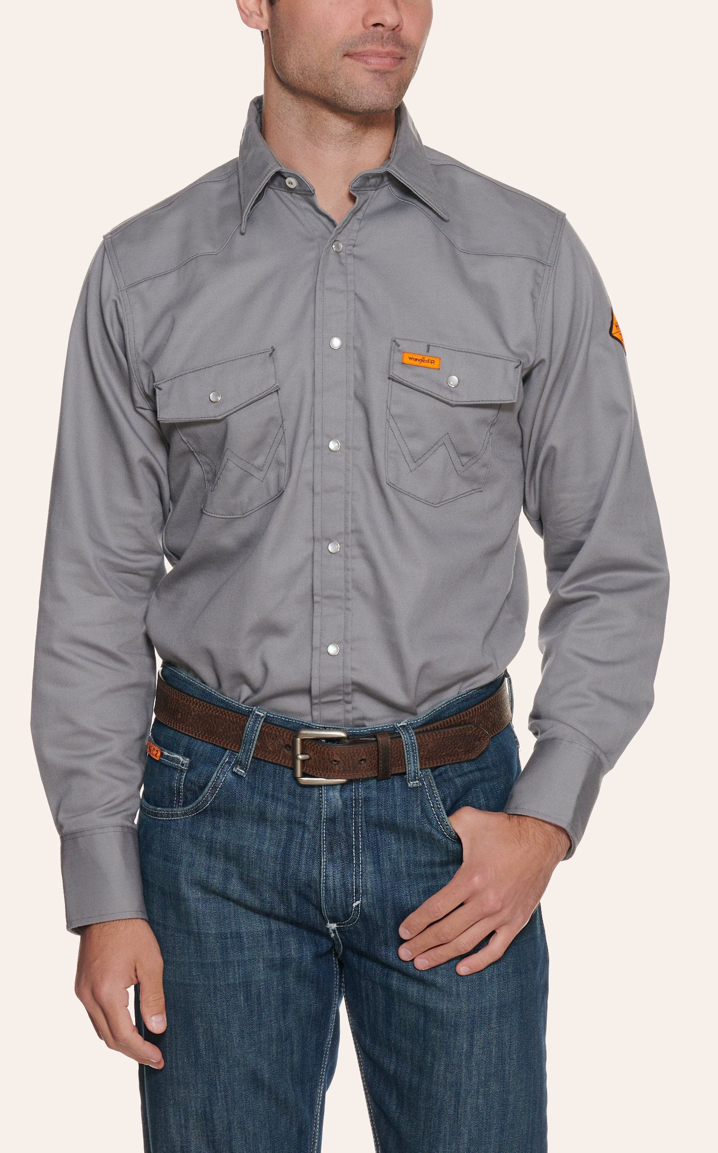 Wrangler Men's Flame Resistant Grey Big & Tall Workshirt