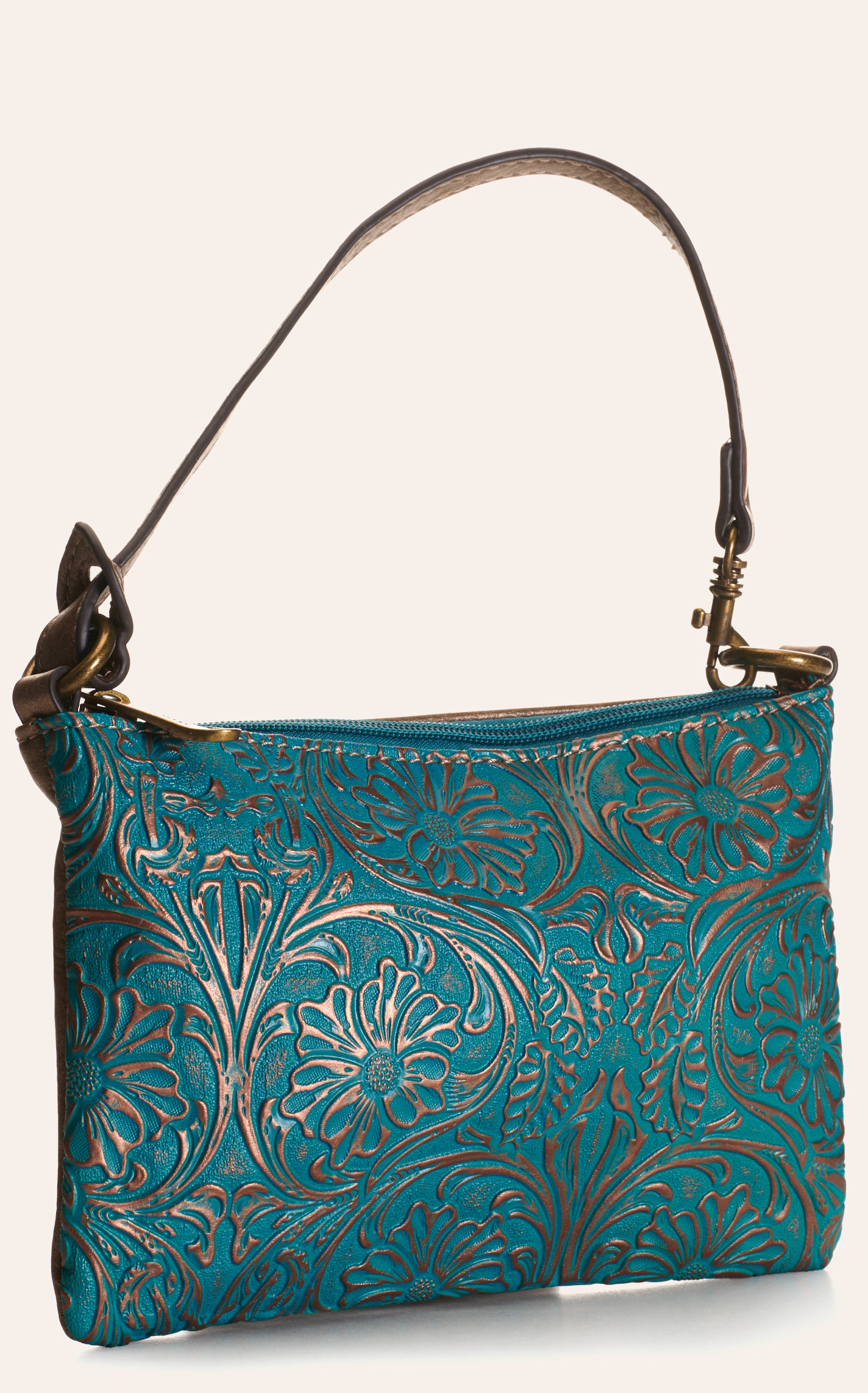 Justin Turquoise Tooled Mini Handbag / Wristlet | Cavender's