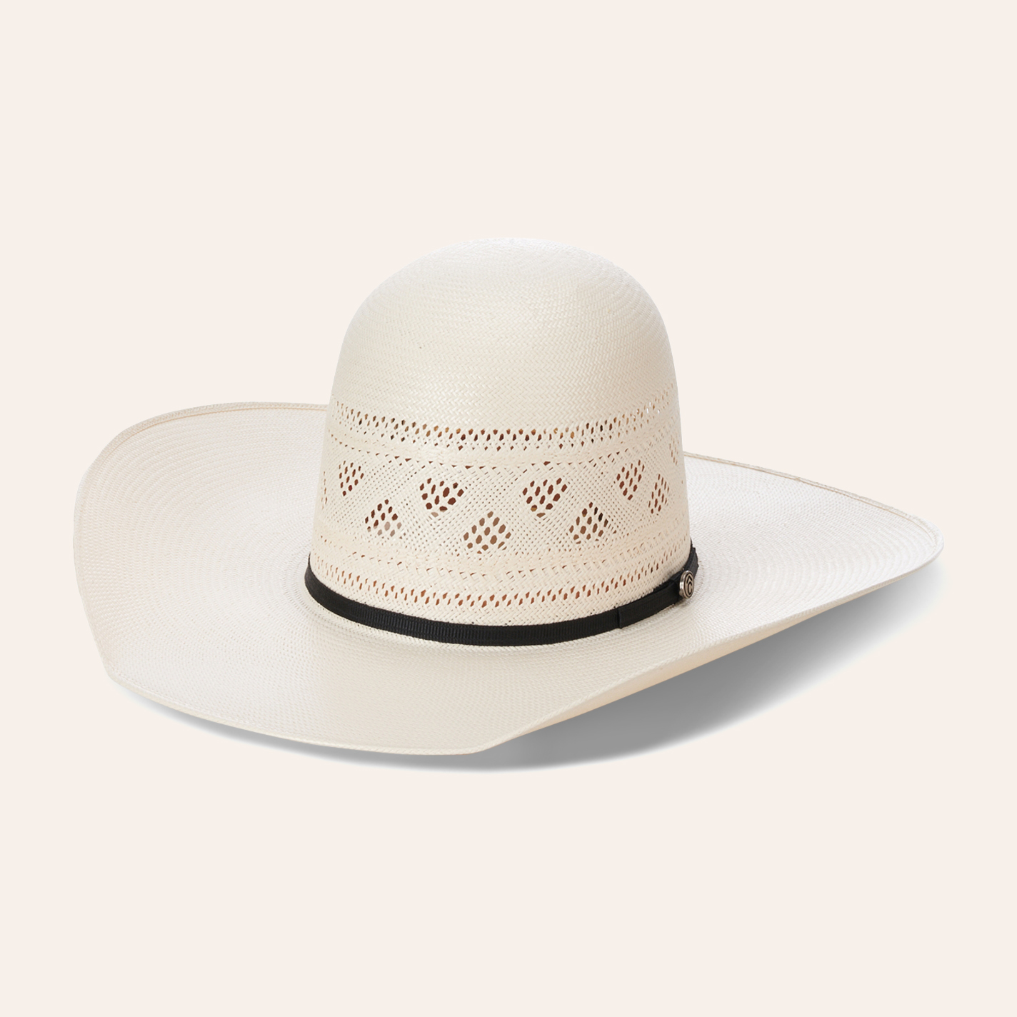 Rafter C Men's Shantung Ivory Diamond Vent Open Crown Cowboy Hat ...
