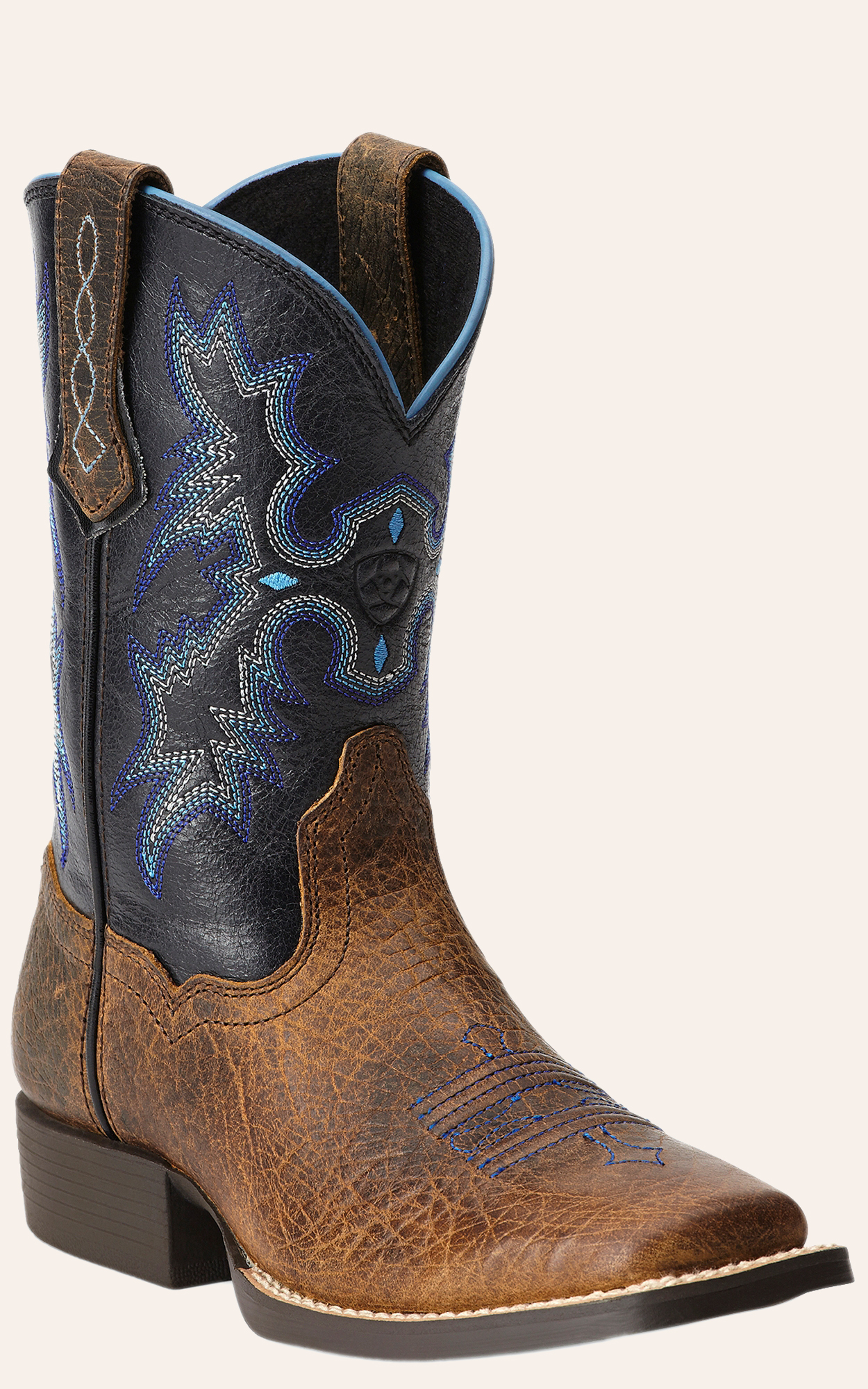 Ariat Youth Tombstone Earth Brown with Black Square Toe Cowboy Boots ...