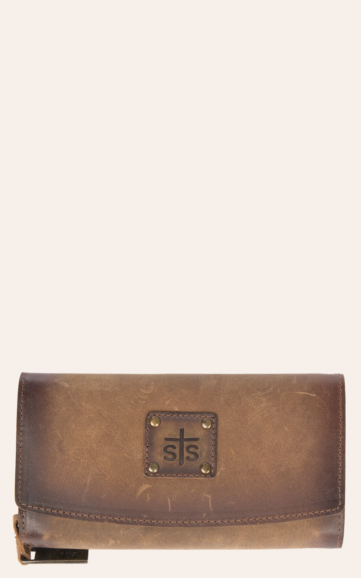 STS Ranchwear Baroness Distressed Brown Leather Women's Trifold Wallet ...