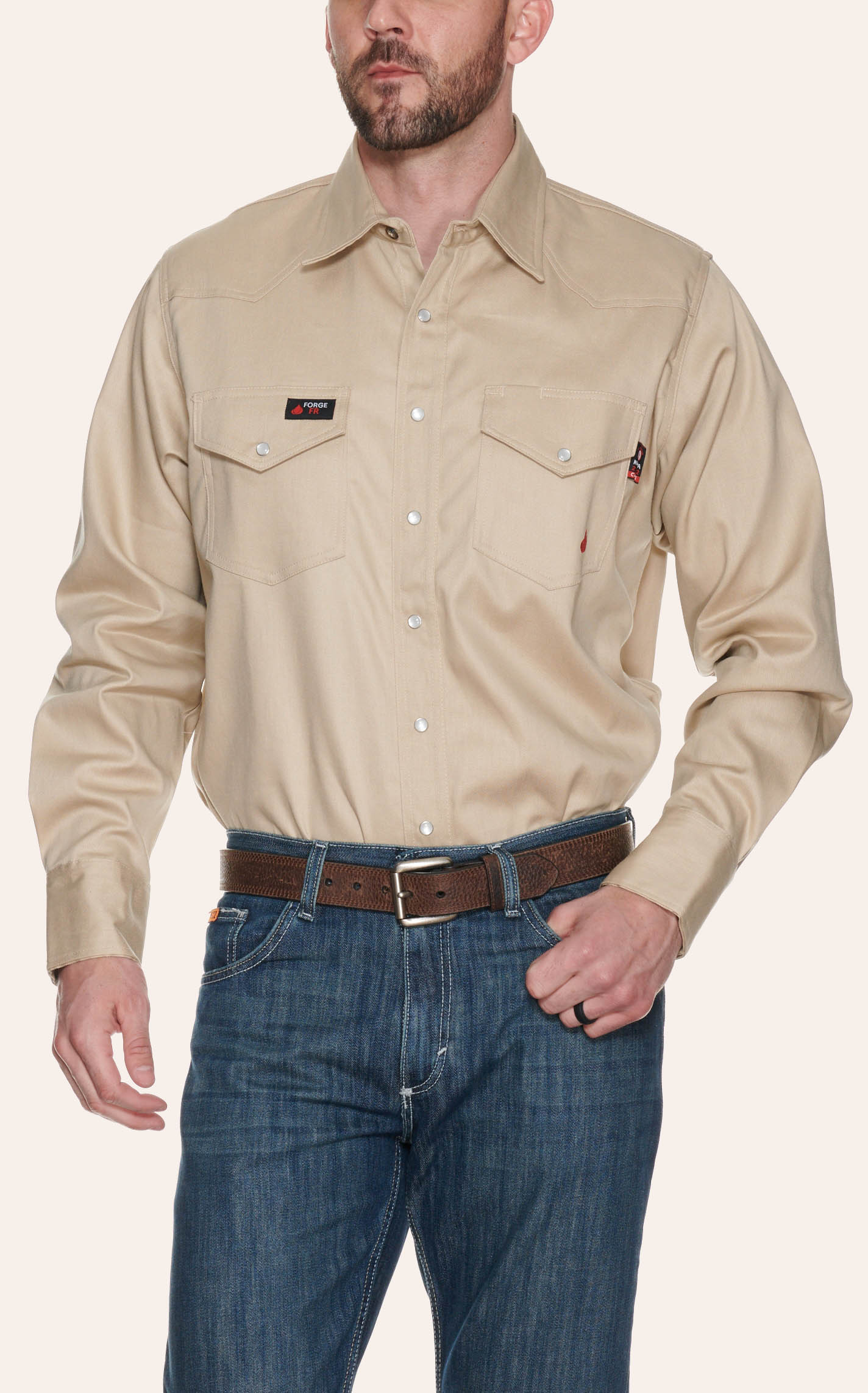 Forge Workwear FR Men's Stone Long Sleeve Work Shirt | Cavender's