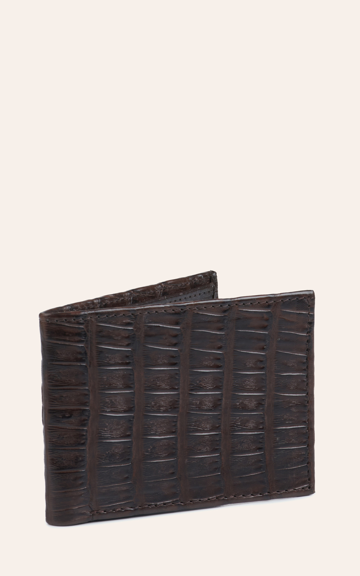 JRC & Sons Men's Brown Caiman Leather Bifold Wallet