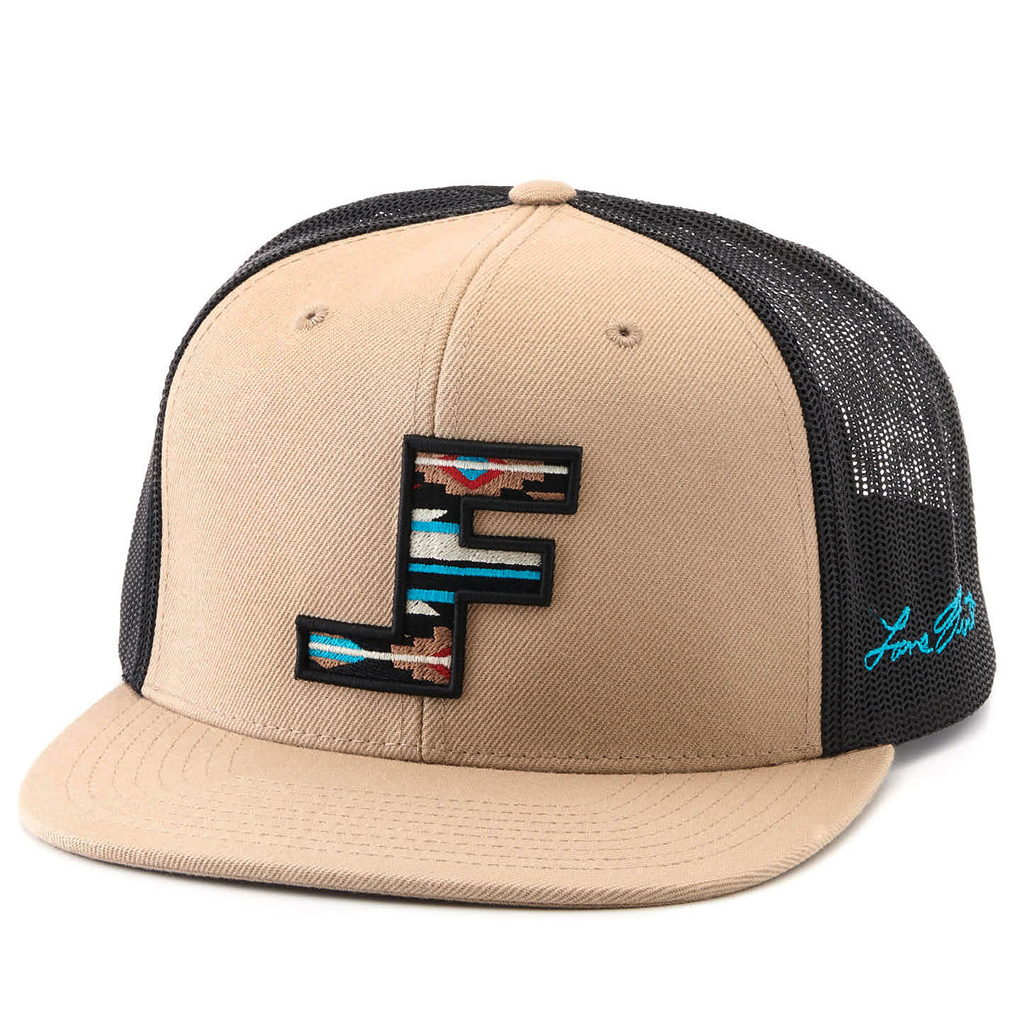 Lane Frost Roundup Khaki and Black with Center Aztec Logo Snapback Cap ...