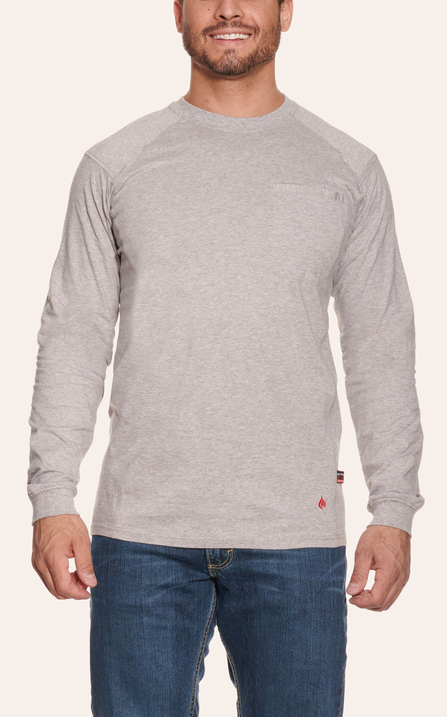 Forge Men's Grey Light Weight Long Sleeve FR Work T-Shirt | Cavender's