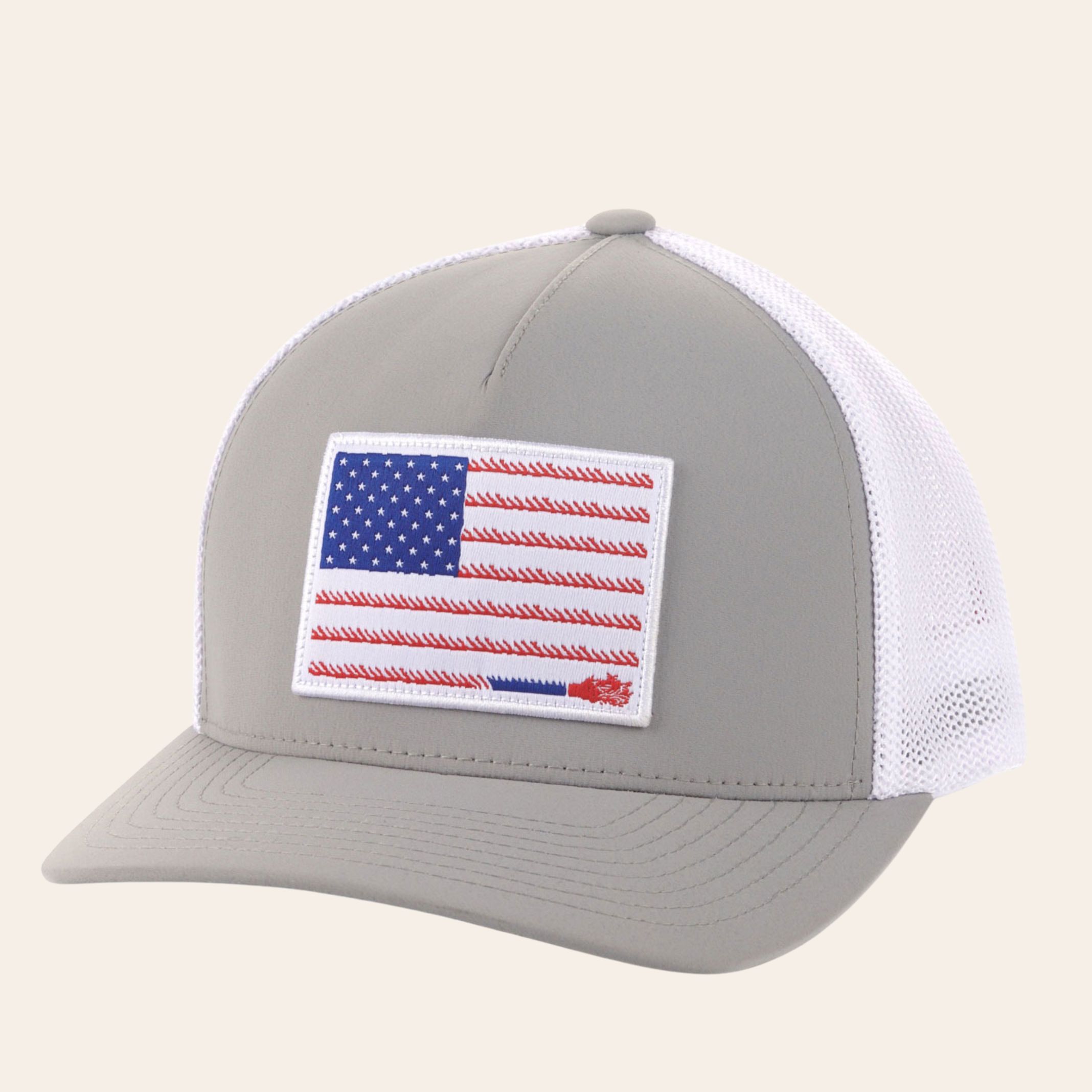 Hooey Men's Putty and White with American Flag Rope Patch Flex Fit Cap ...