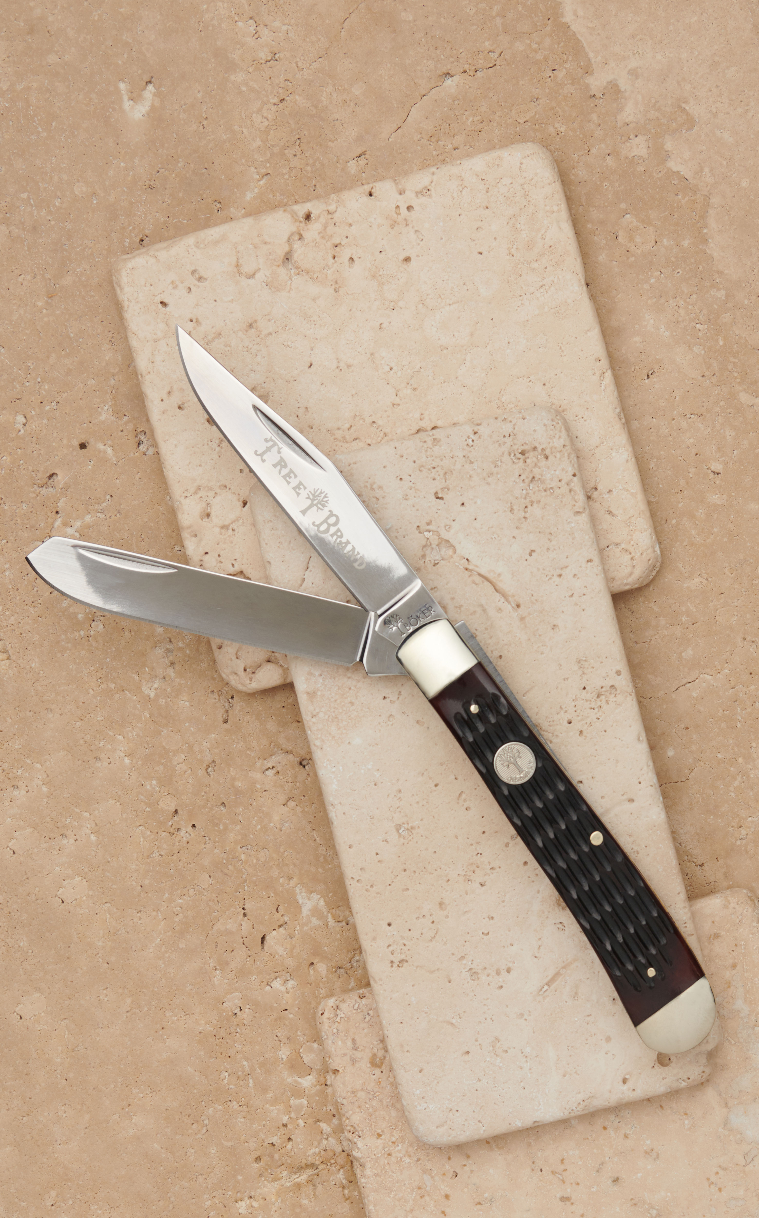 Tree Brand by Boker Traditional Series Dark Brown Bone Handle Trapper ...