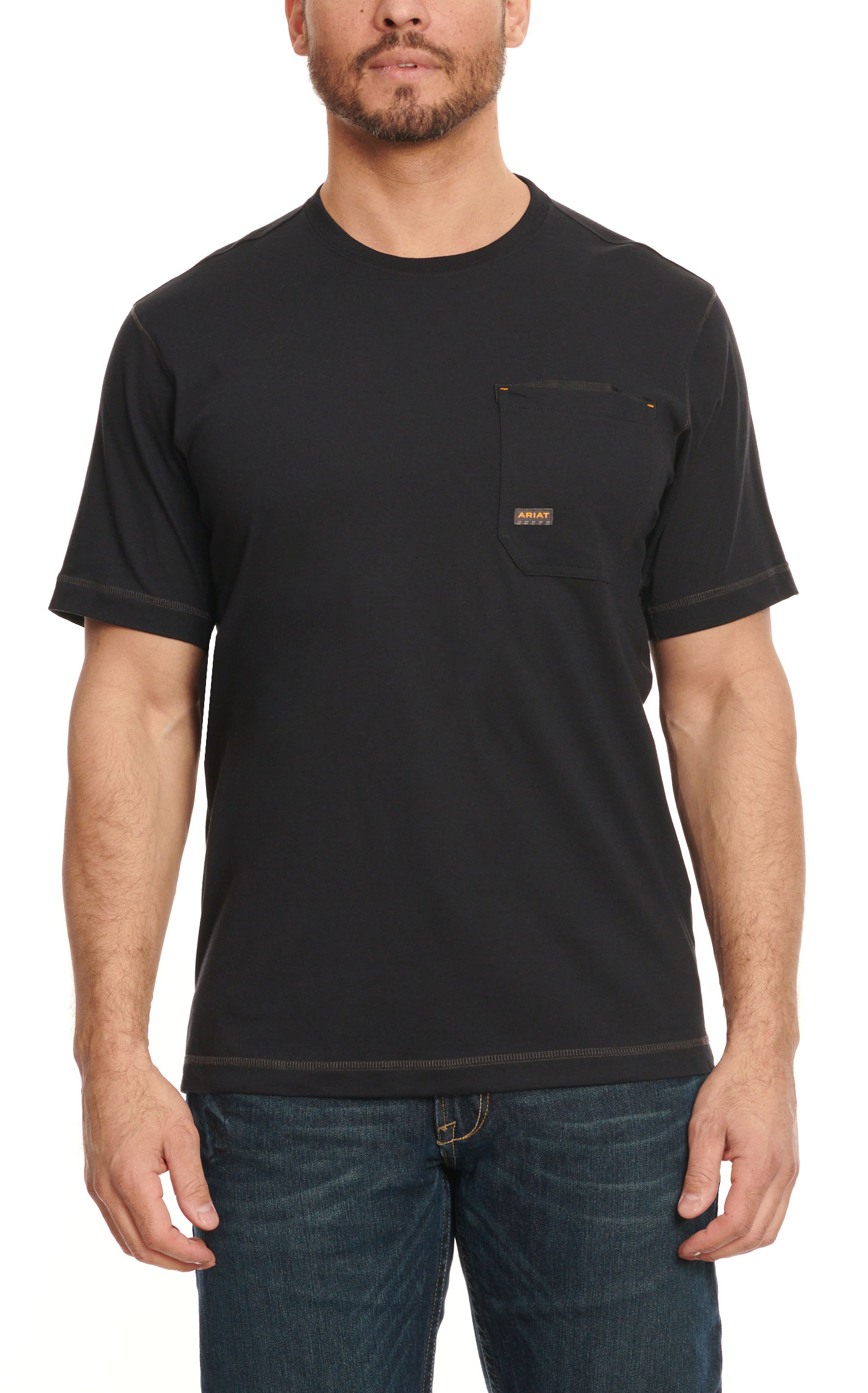 Ariat Men's Rebar Workman Black with Reflective Back Flag Graphic Short ...