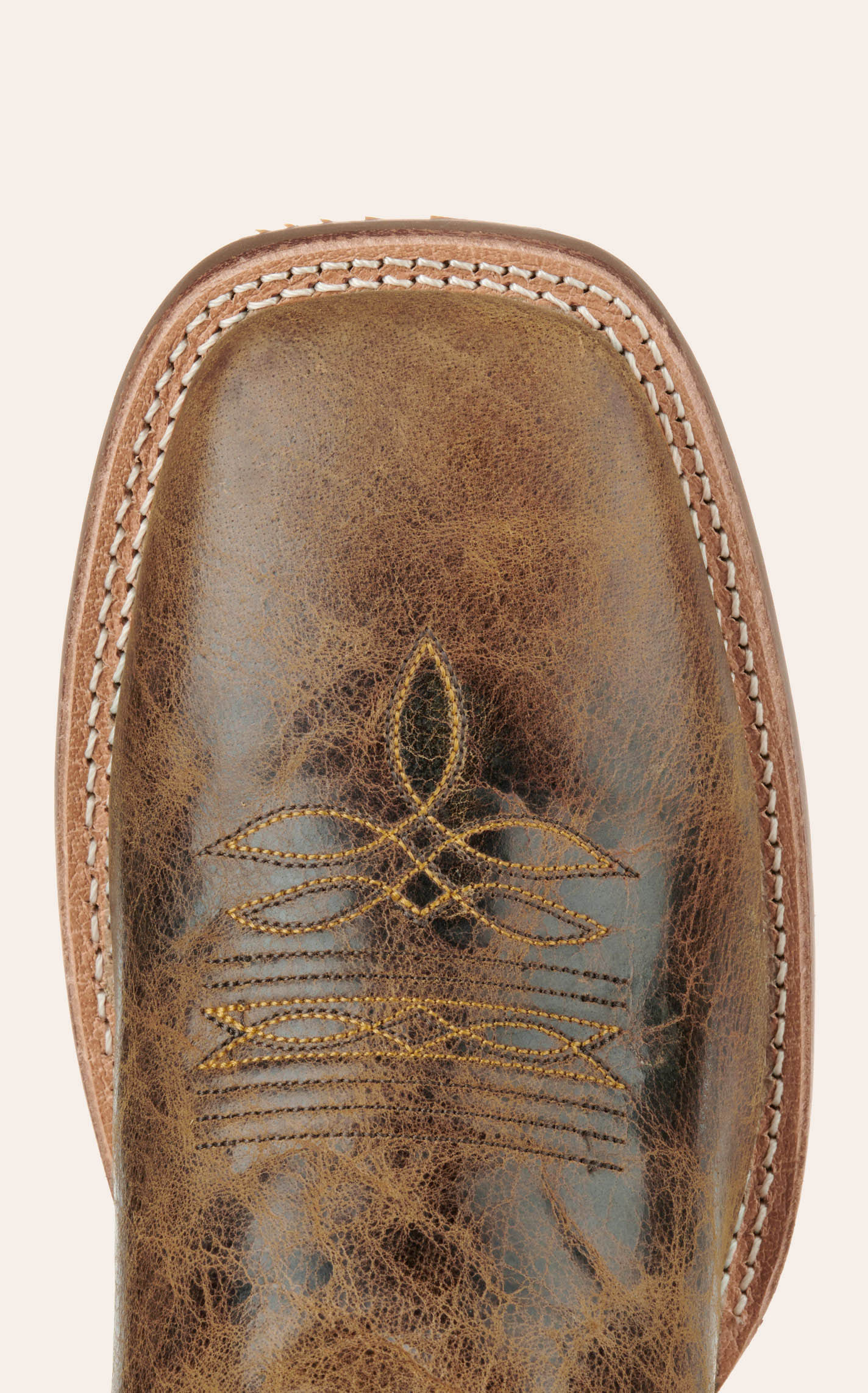 Old West Men's Burnt Brown and Navy Wide Square Toe Cowboy Boots ...