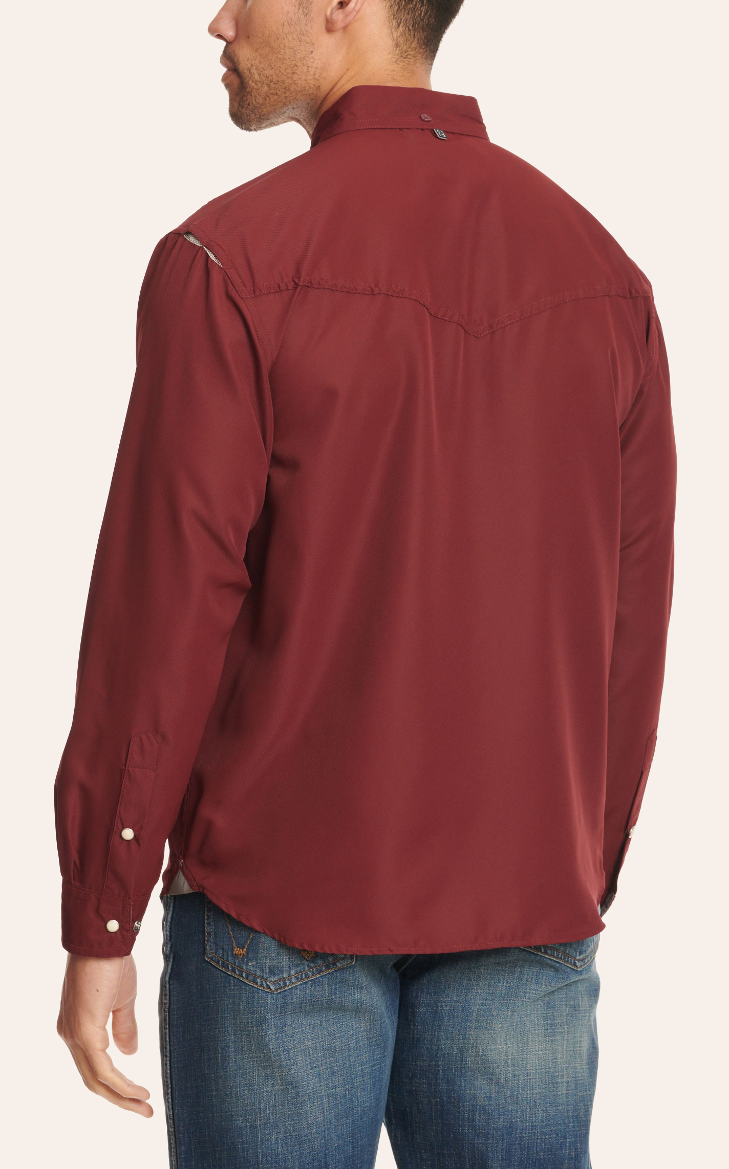 Rafter C Outdoors Men's Maroon Long Sleeve Fishing Shirt
