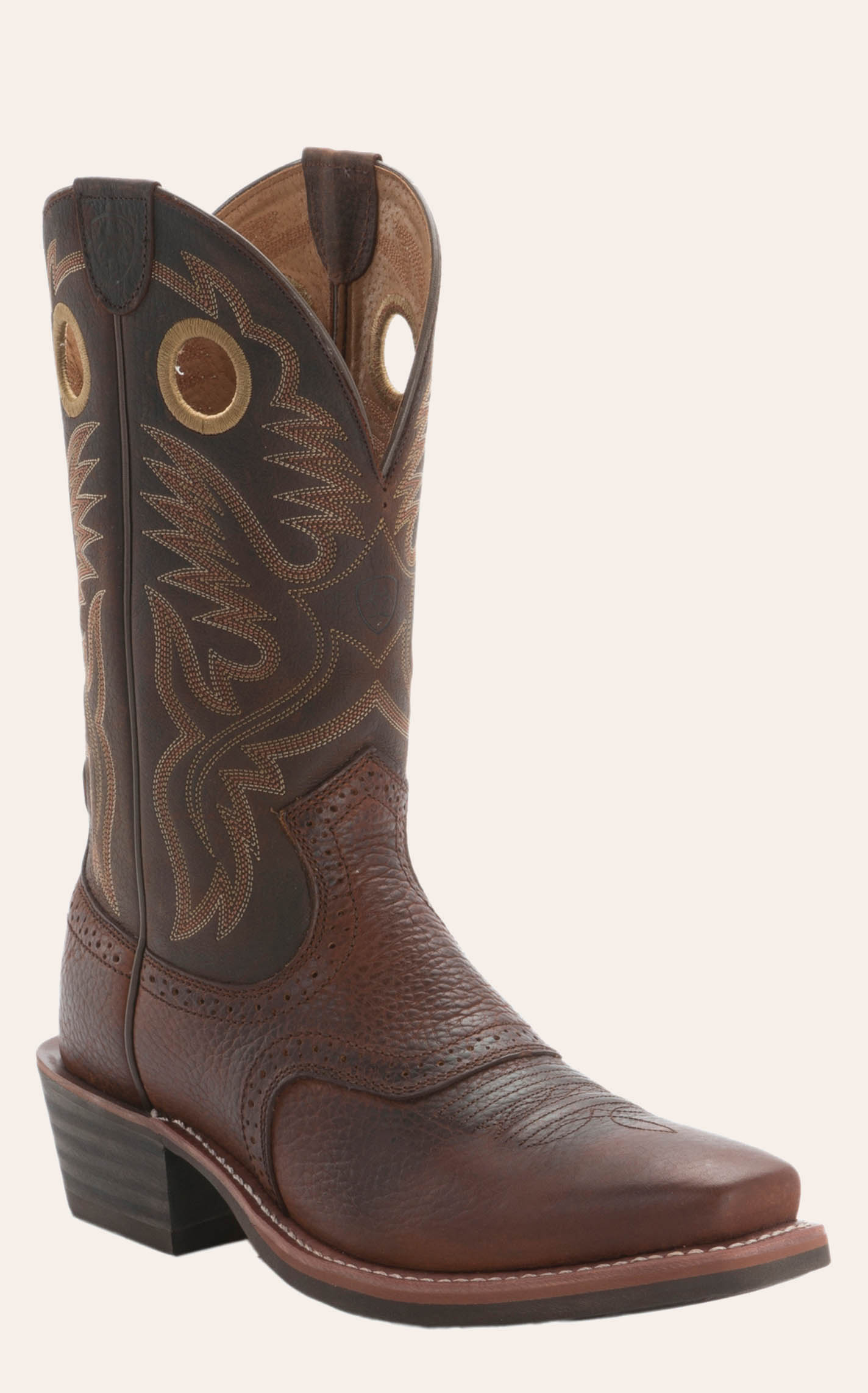 Ariat Men's Heritage Roughstock Oiled Brown Rowdy Square Toe Buckaroo ...