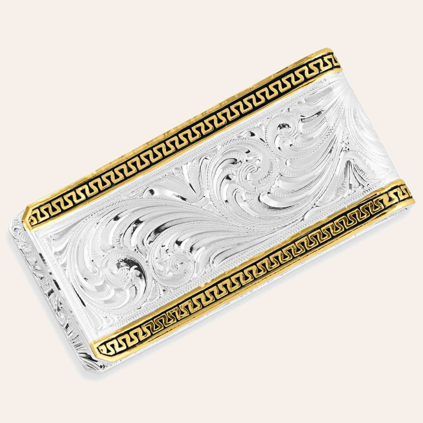 Montana Silversmiths Silver Filigree with Gold Longhorn Money Clip