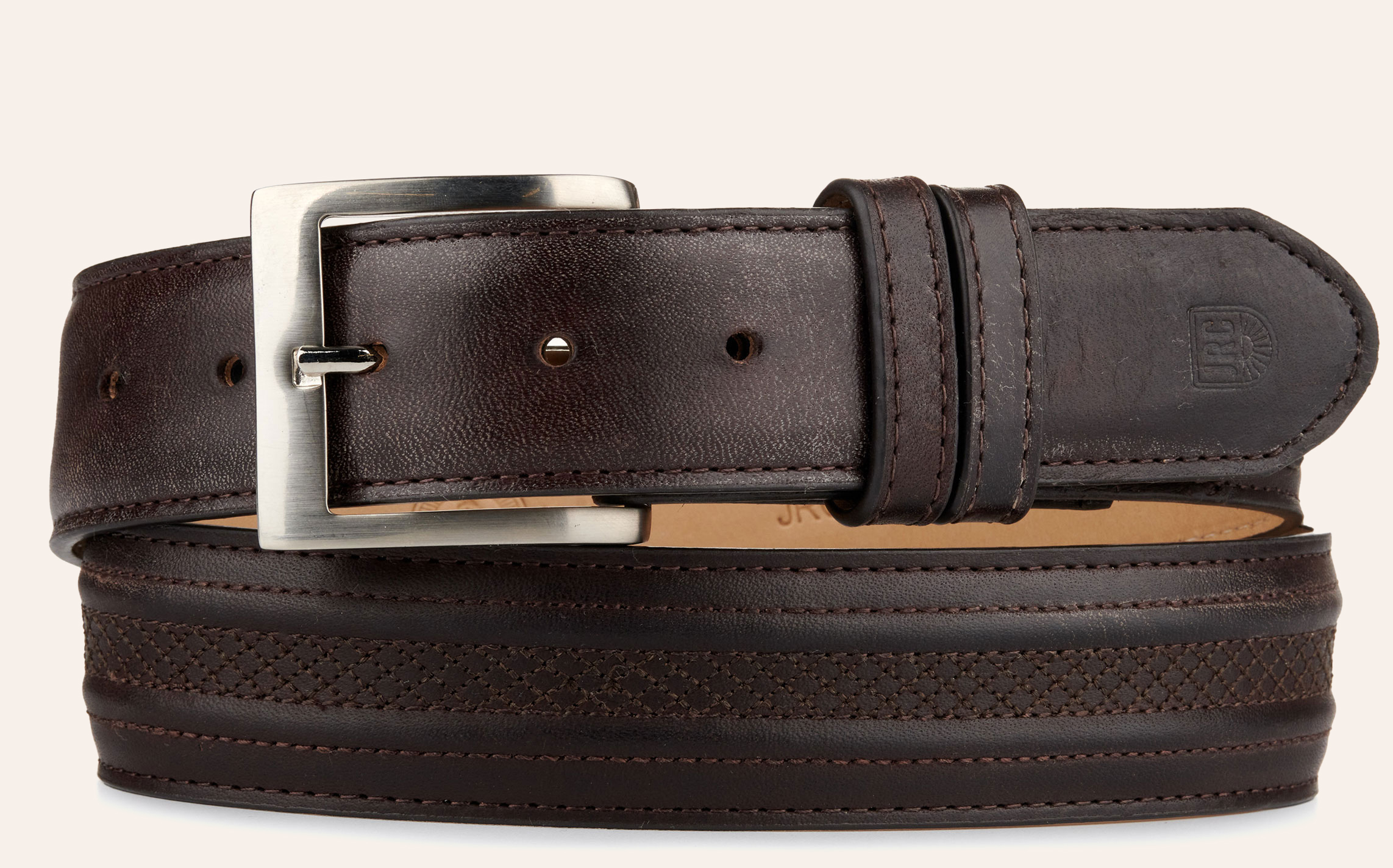 JRC & Sons Men's Chocolate Brown Ranch Hand Leather Western Belt ...