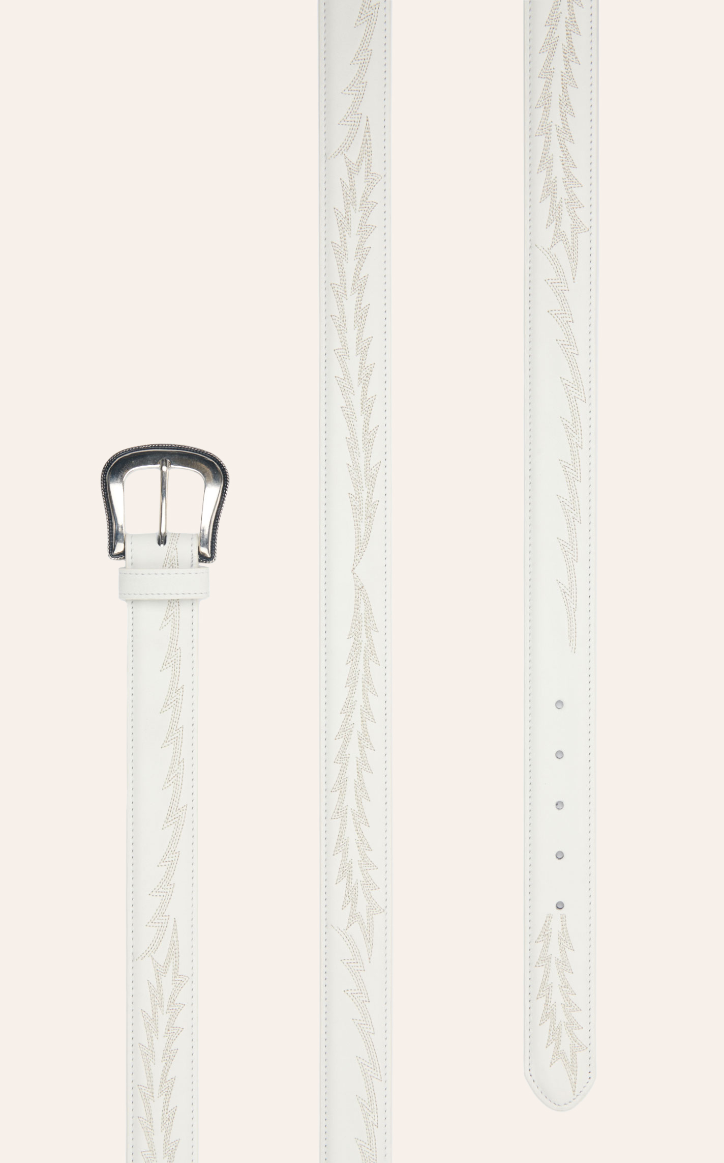 JRC & Sons Women's Nancy White Boot Stitch Leather Western Belt