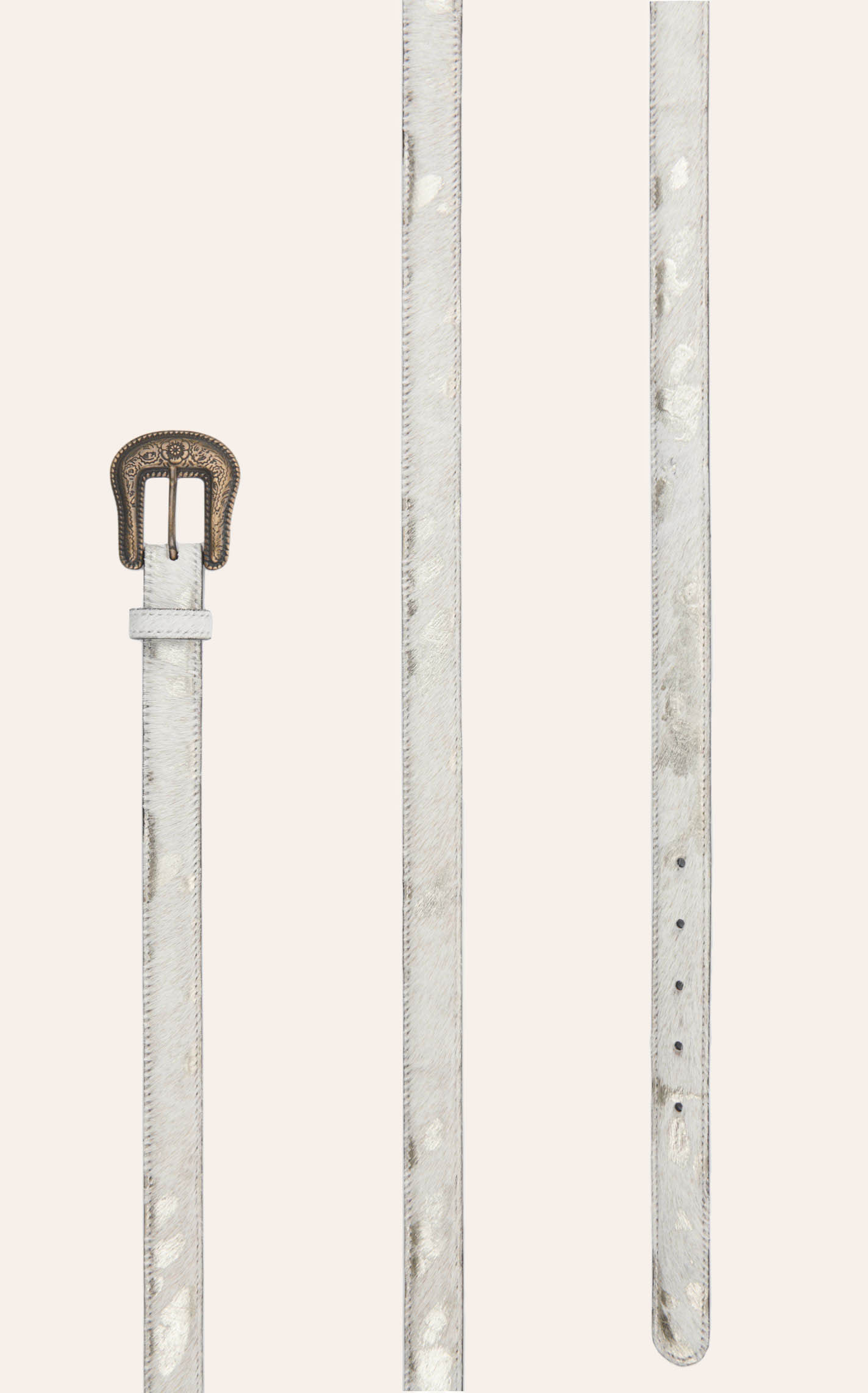 Cavender's Women's White & Shimmer White Gold Pony Hair Belt