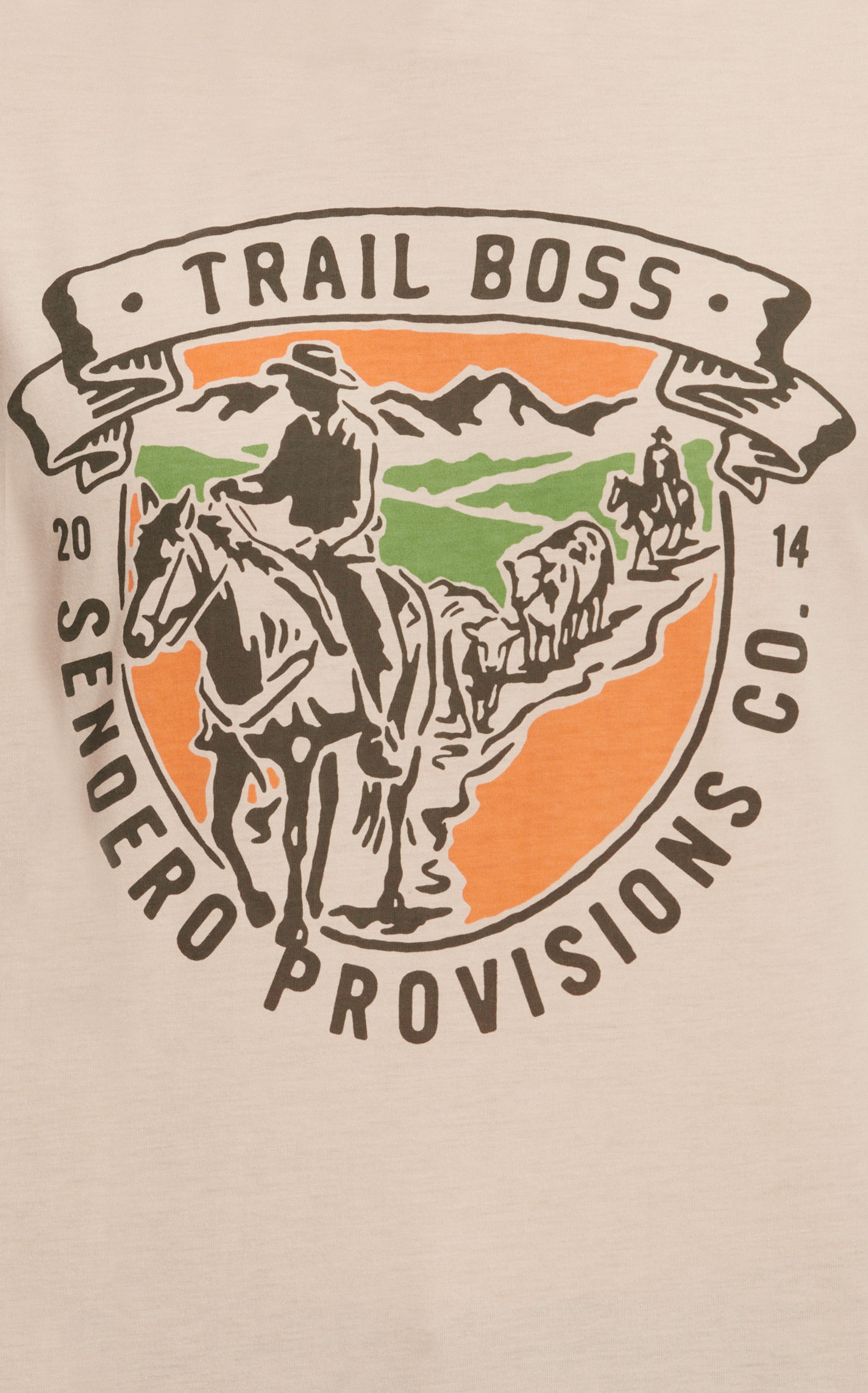 Sendaro Provisions Co. Men's Sandy Tan Trail Boss Logo Graphic Short ...