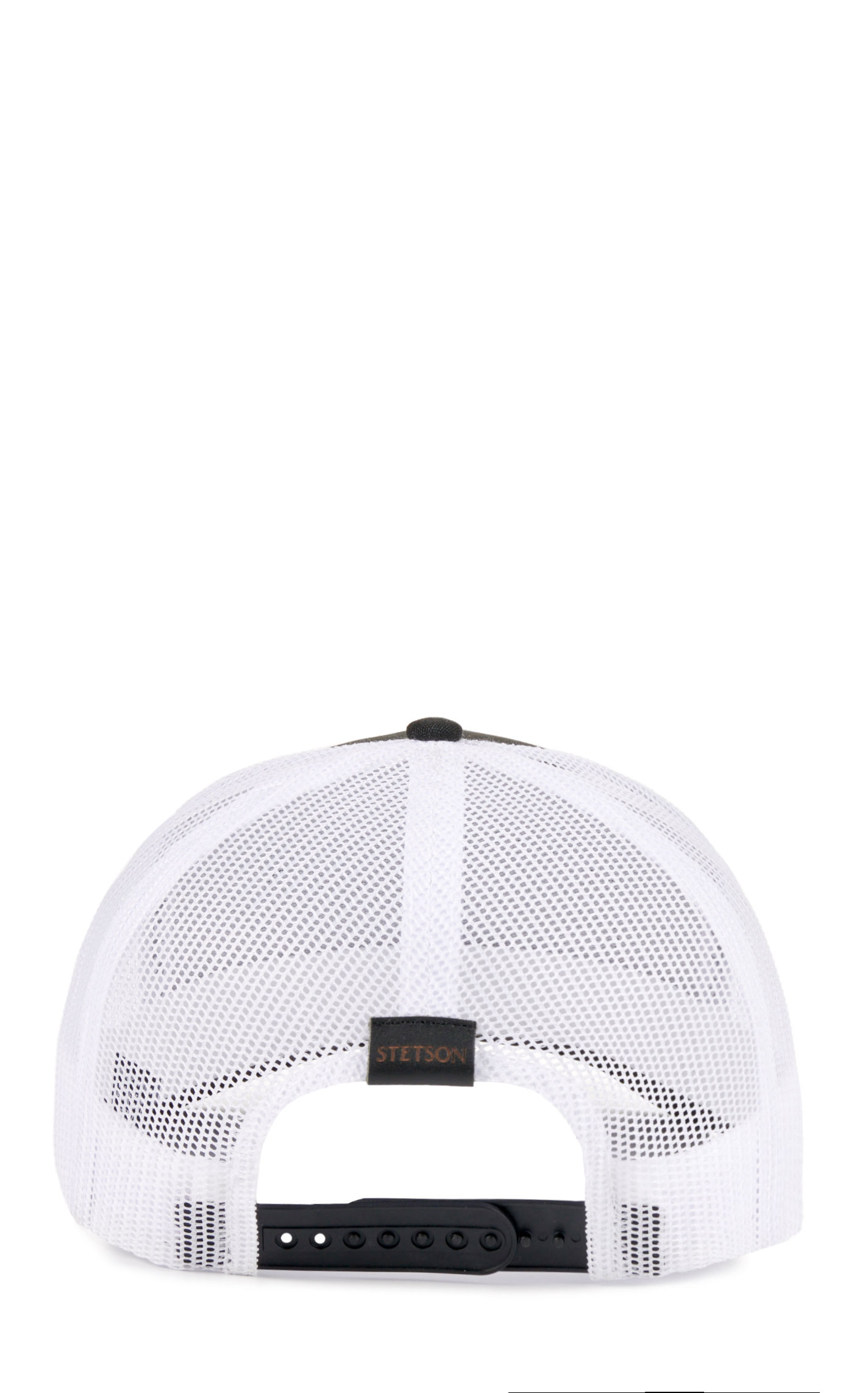 Stetson Black and White Logo Patch Trucker Cap