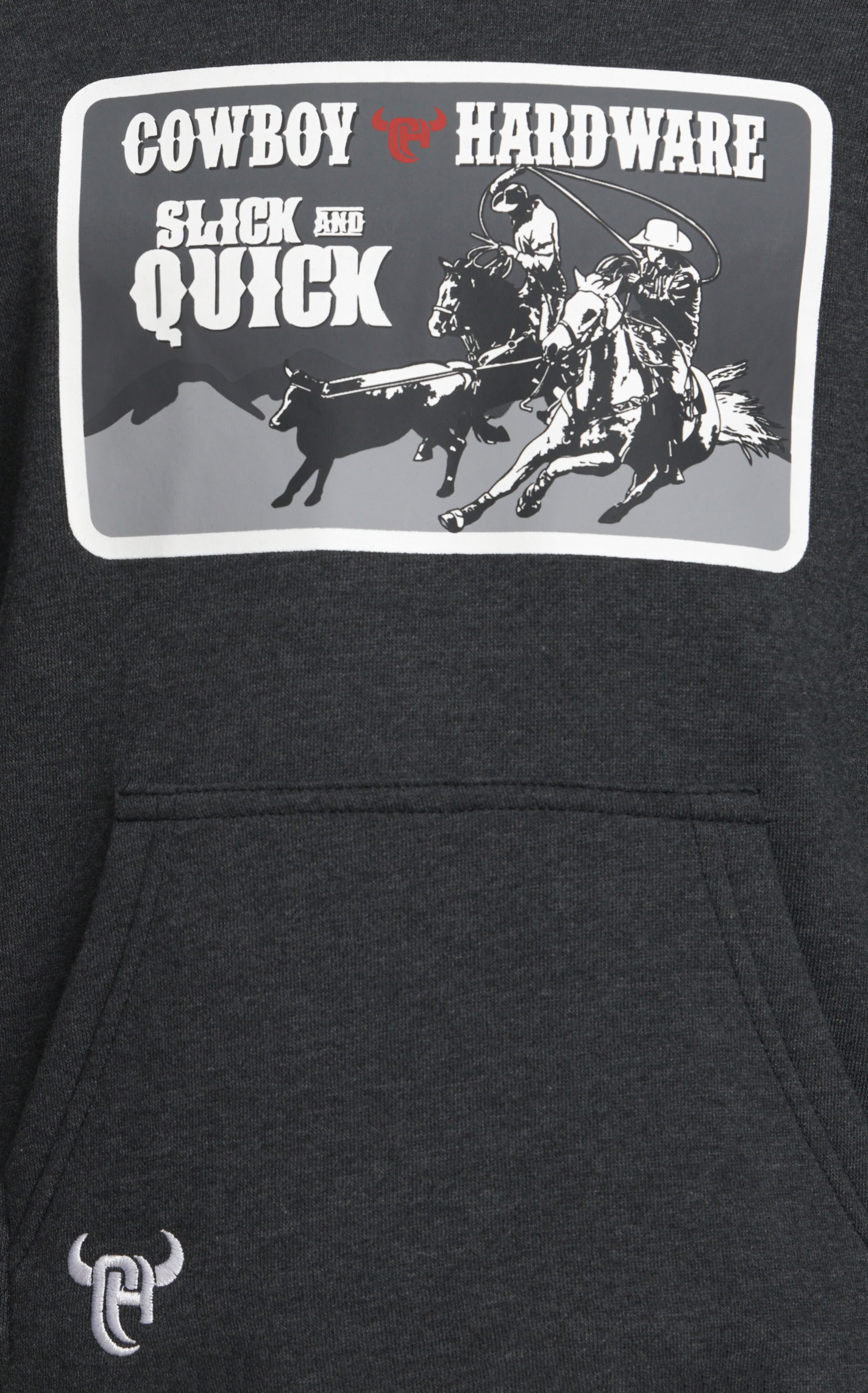 Cowboy Hardware Boys Black Slick & Quick Logo Graphic Long Sleeve Hoodie