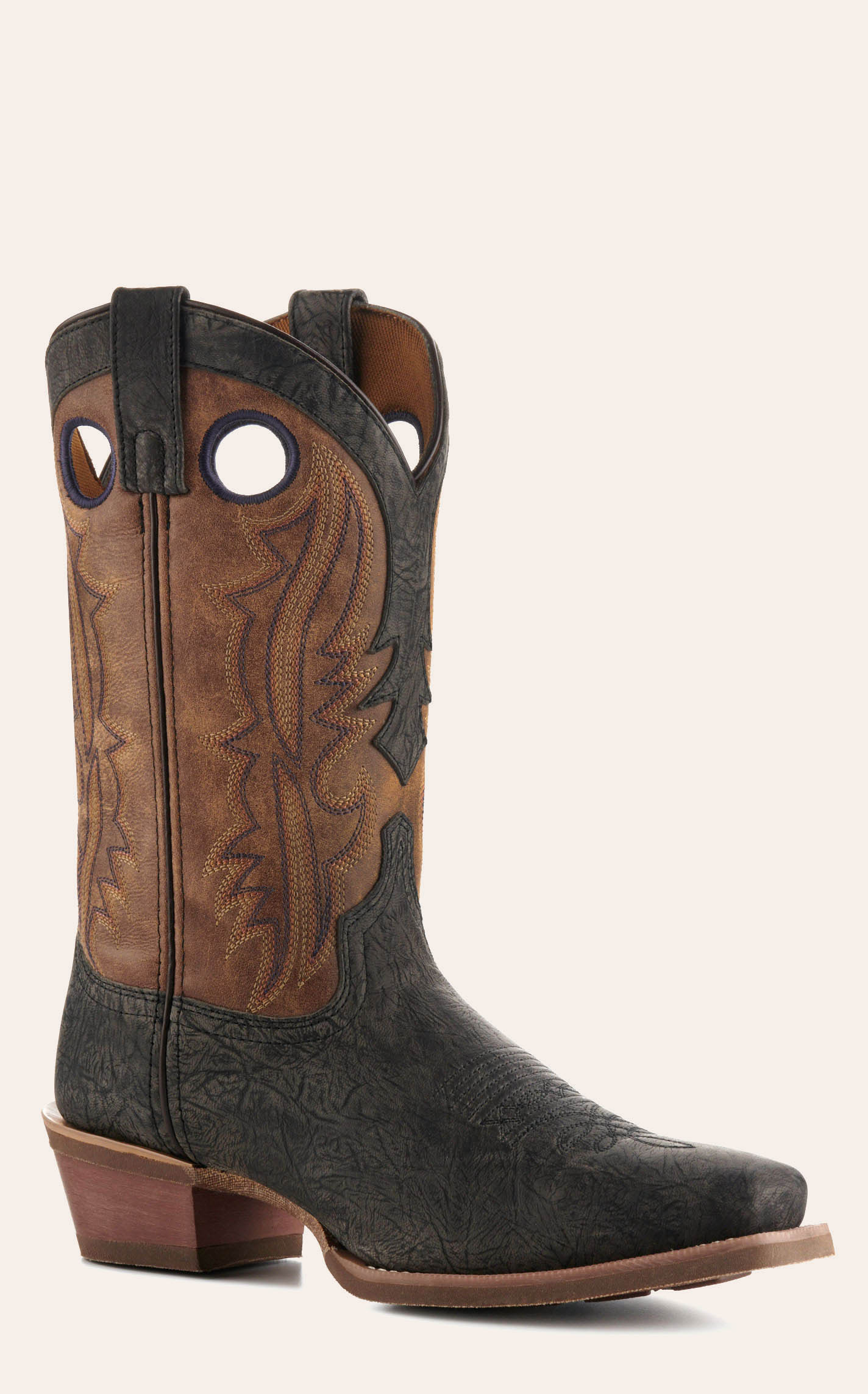 Laredo Men's Walker Dark Grey and Tan Punchy Square Toe Buckaroo Cowboy ...