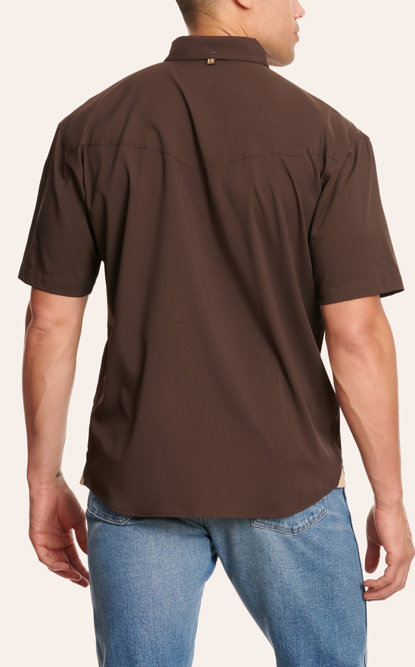 Rafter C Outdoors Men's Angler Chocolate Short Sleeve Fishing Shirt