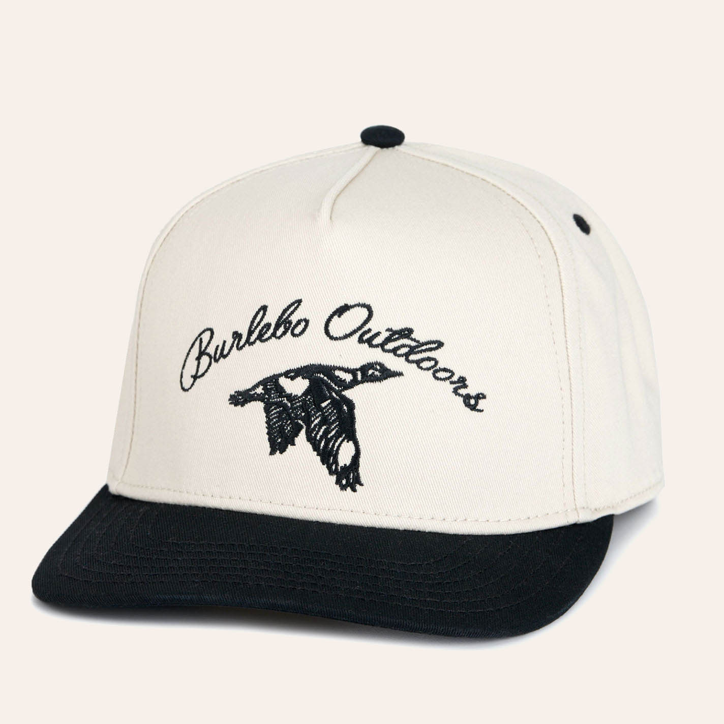 BURLEBO Men's Khaki & Black Duck Embroidered Logo Cap