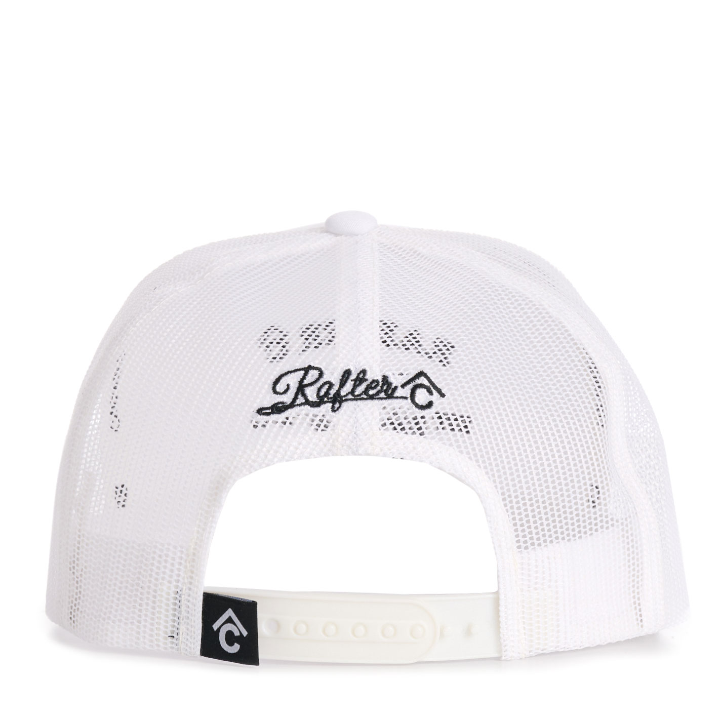 Rafter C Men's White & Black Embroidered Bull Logo Cap