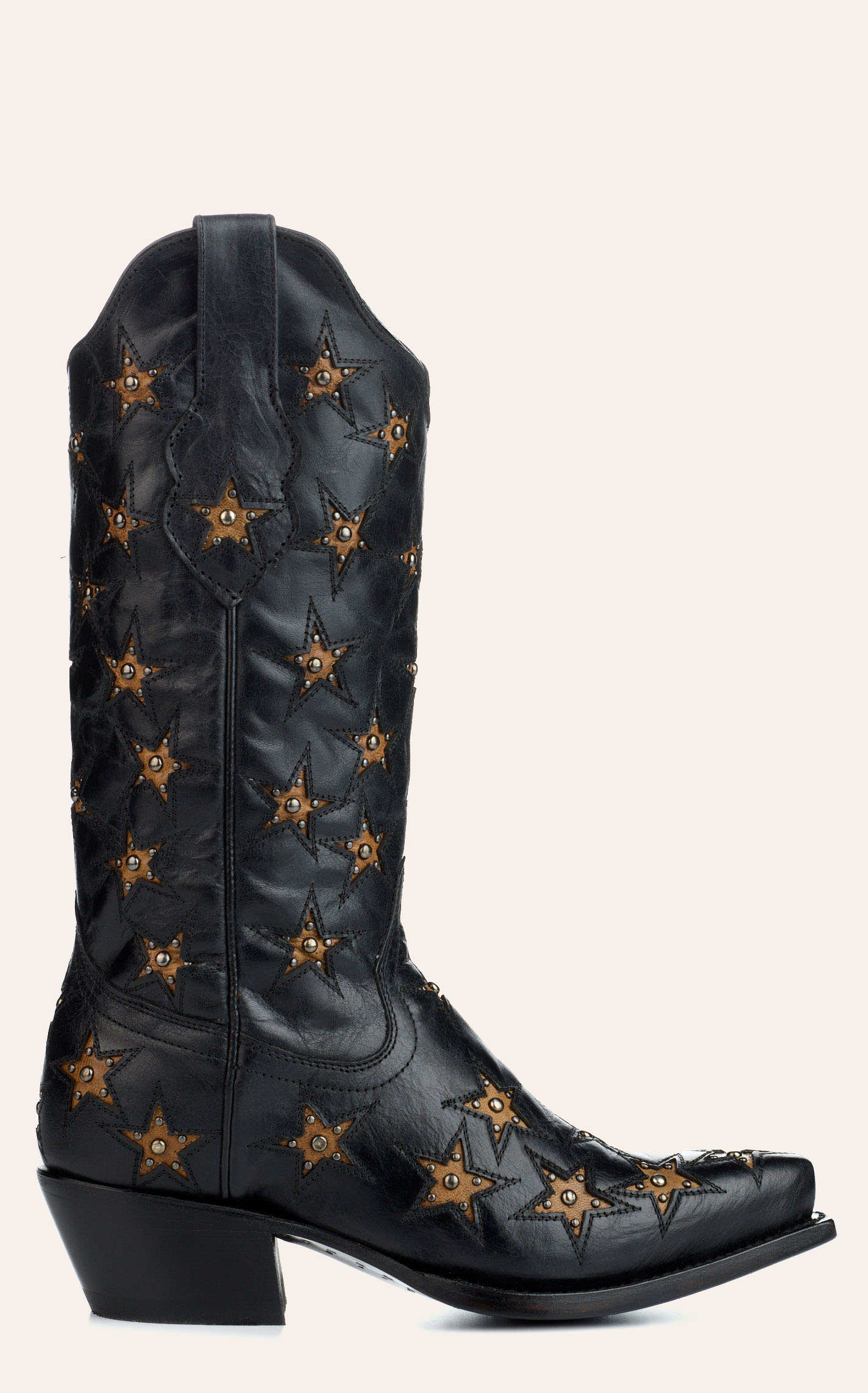 Black Star Women's Marfa Black with Dark Gold Star Inlays Snip Toe ...