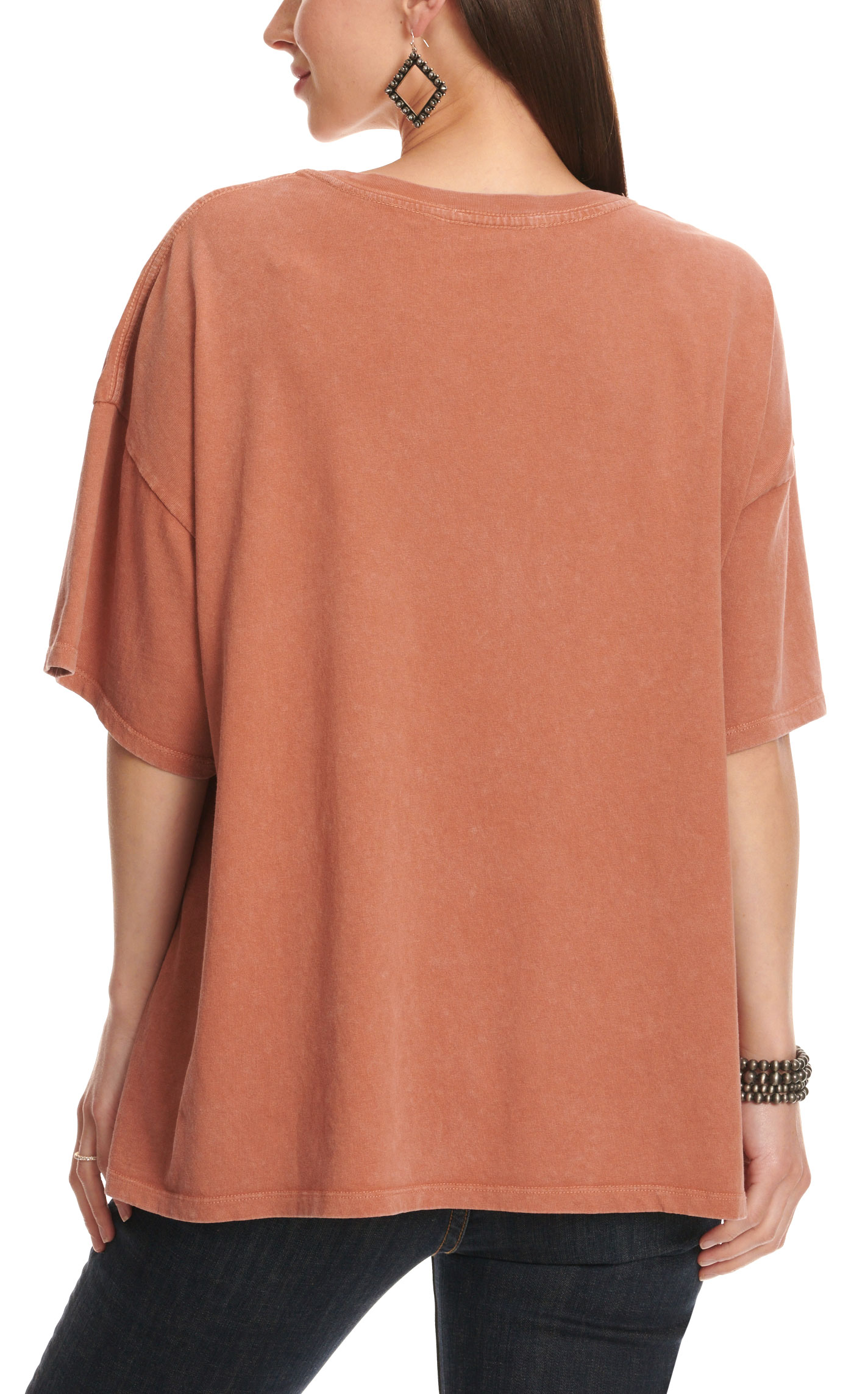 Rockin C Women's Terracotta & Yee Haw Graphic Oversized T-Shirt