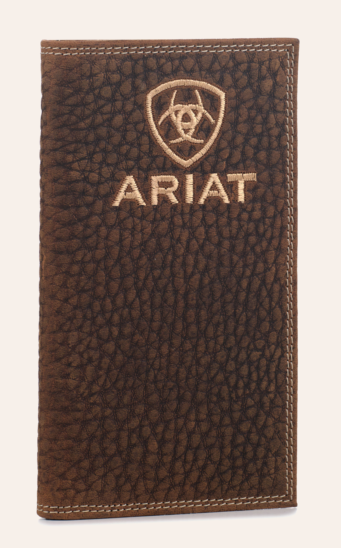 Ariat Men's Rich Latte Bullhide & Shield Logo Rodeo Wallet
