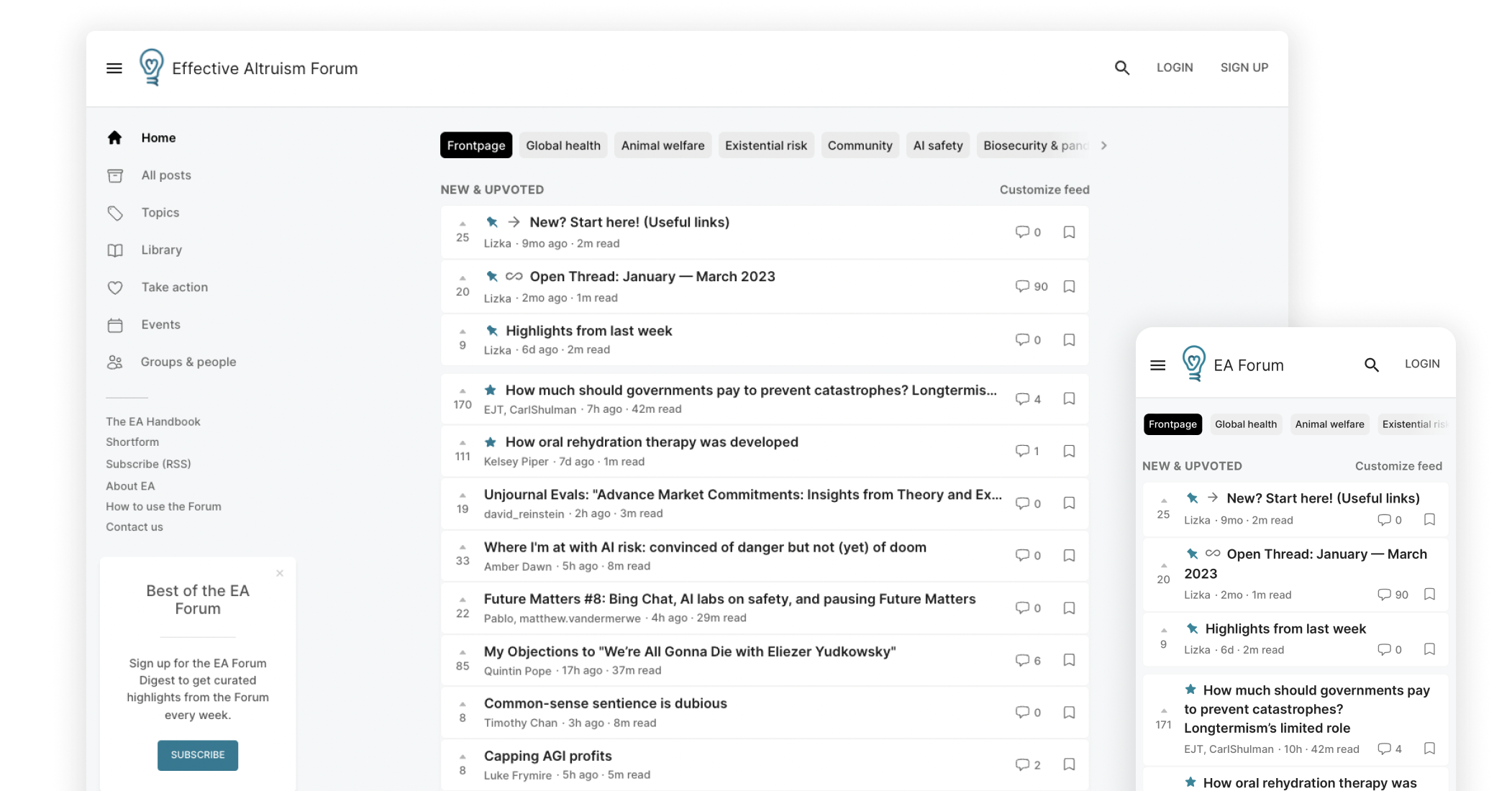 Design changes & the community section (Forum update March 2023) — EA Forum